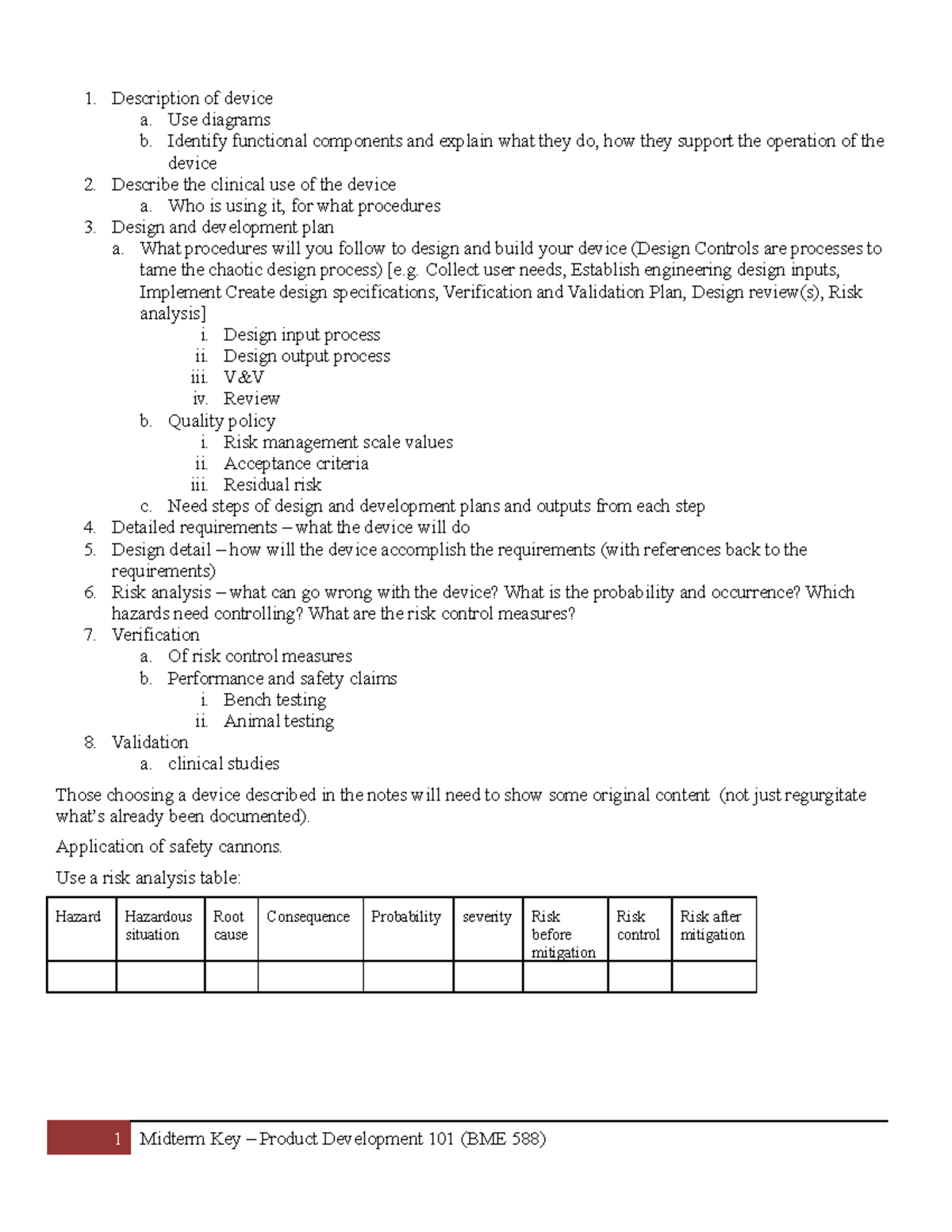 Mid-term project rubric - 2023 - Description of device a. Use diagrams ...