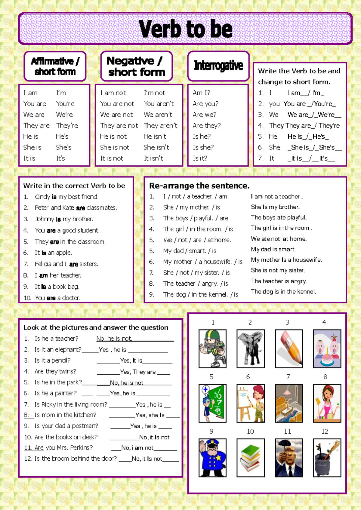 VERB-TO-BE- Jesus Daniel - I am I’m You are You’re We are We’re They ...