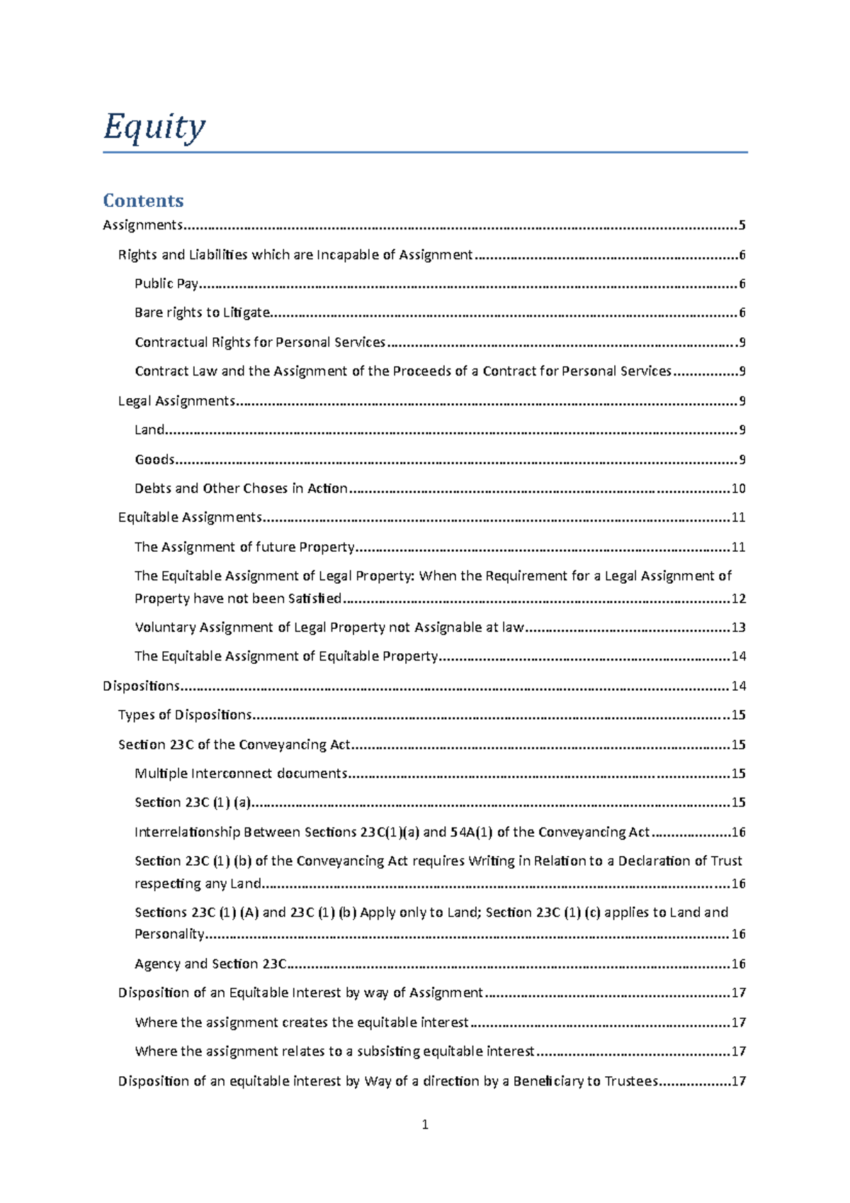 Equity - Notes For Exam Final - Lecture notes, lectures 1 - 13 ...
