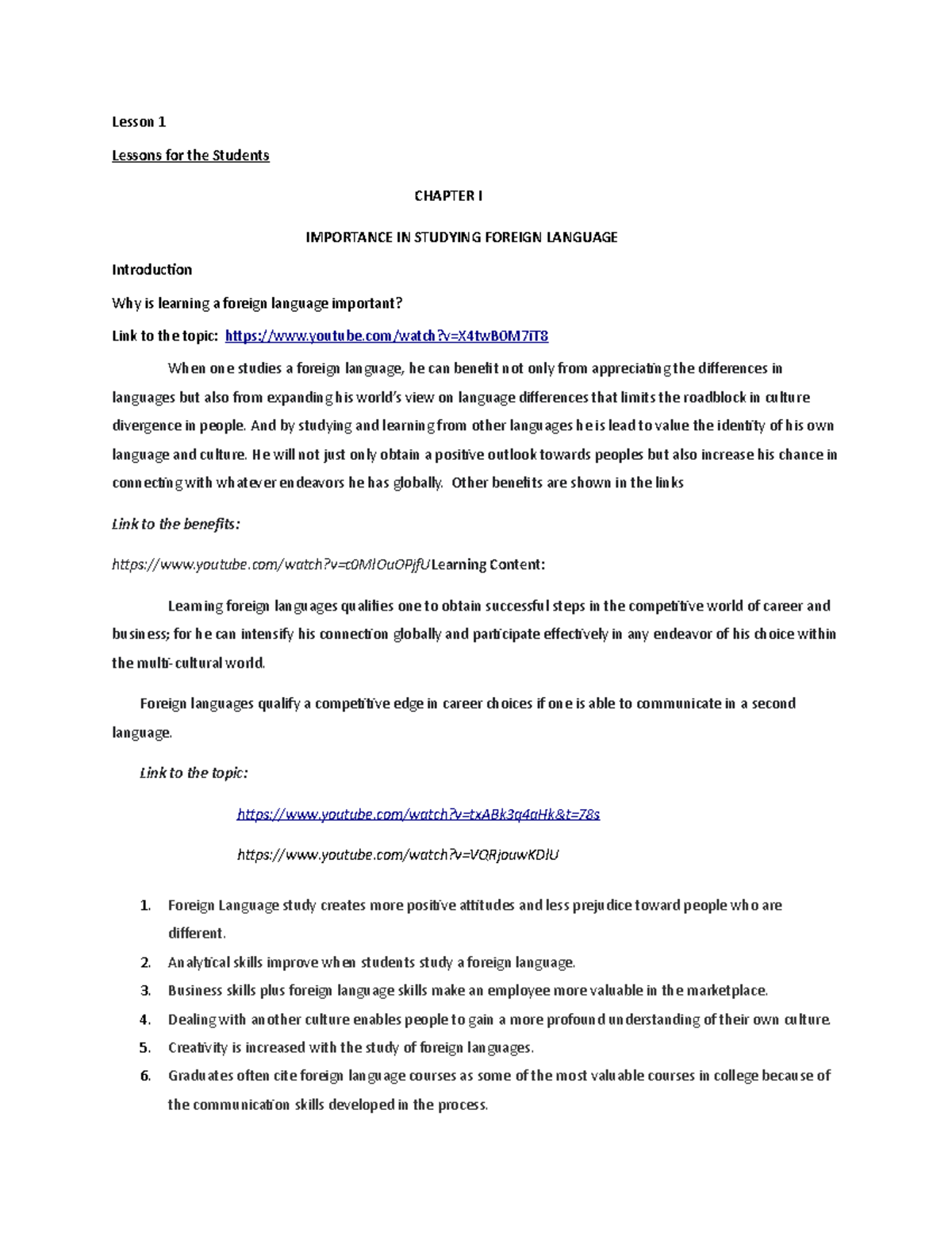 Lesson-1 - To all none have this module - Lesson 1 Lessons for the ...