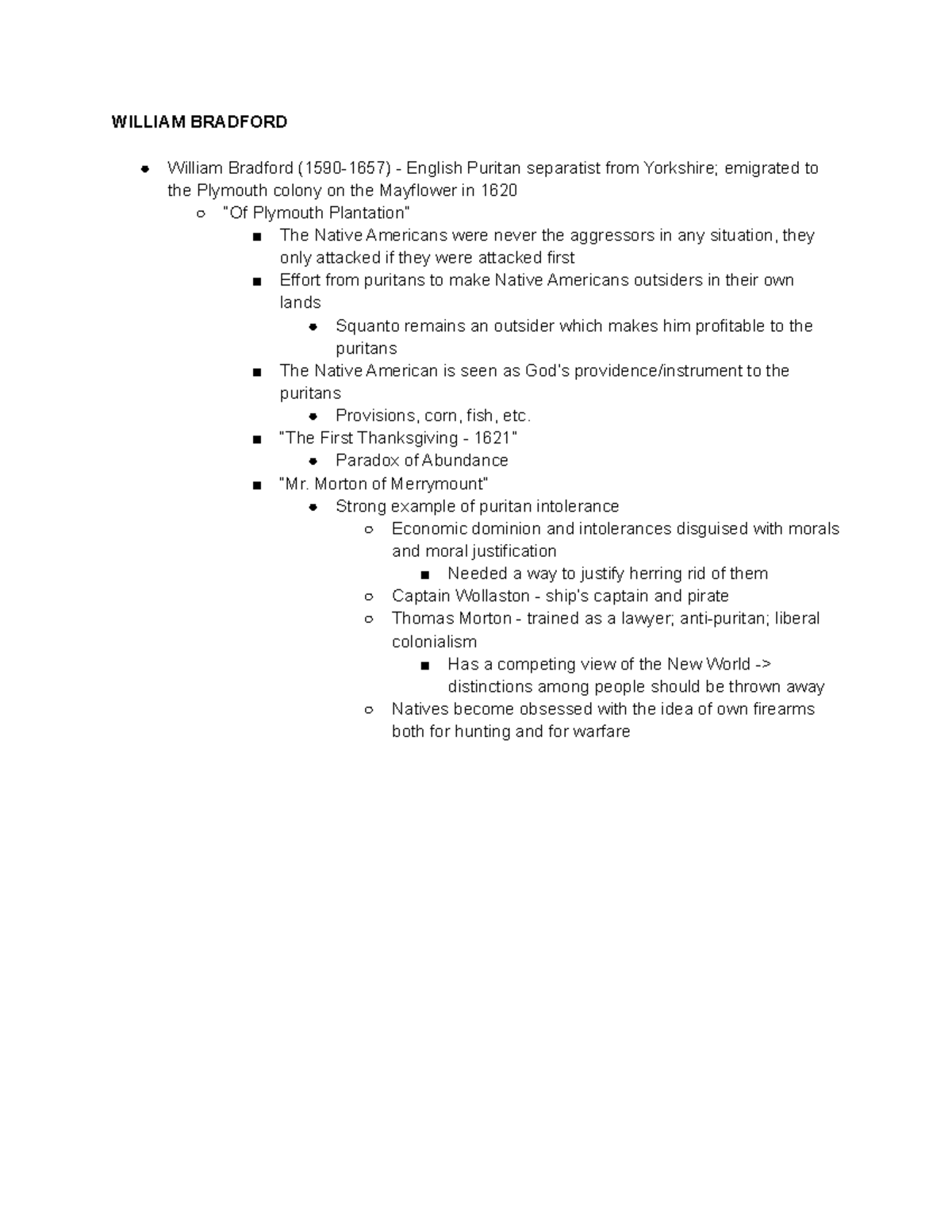 END 251 Notes 5 - William Bradford - WILLIAM BRADFORD William Bradford ...