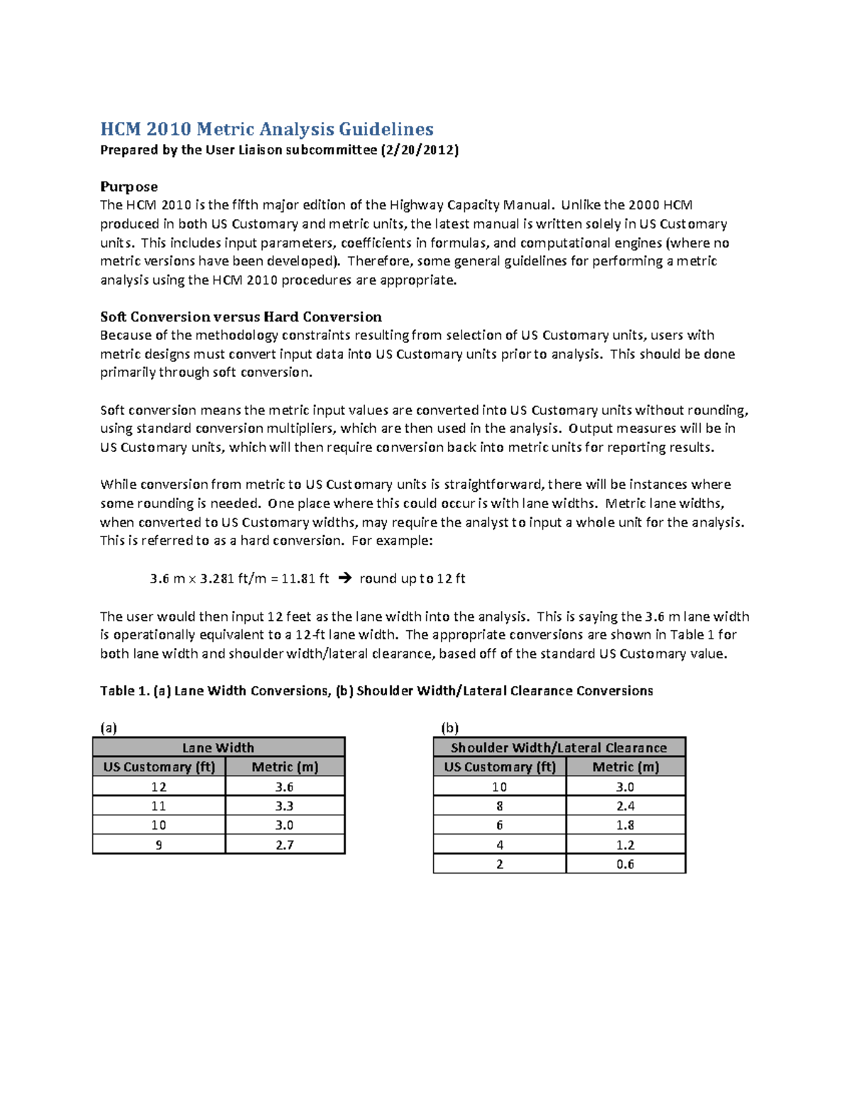 HCM 2010 Metric Analysis Guidelines - HCM 2010 Metric Analysis ...