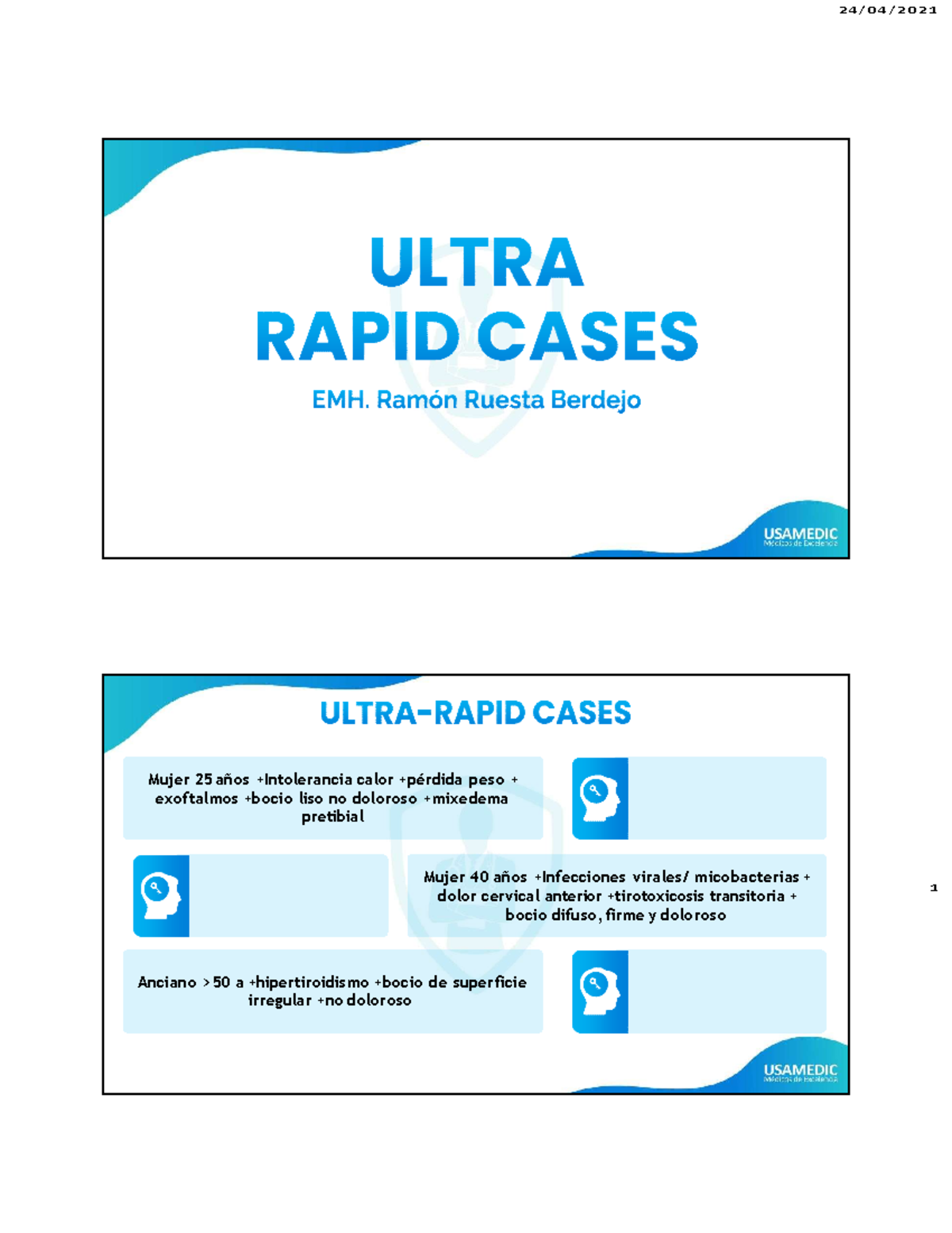 Repaso Relacional - Ultra rapid cases - 1 Mujer 25 años +Intolerancia ...