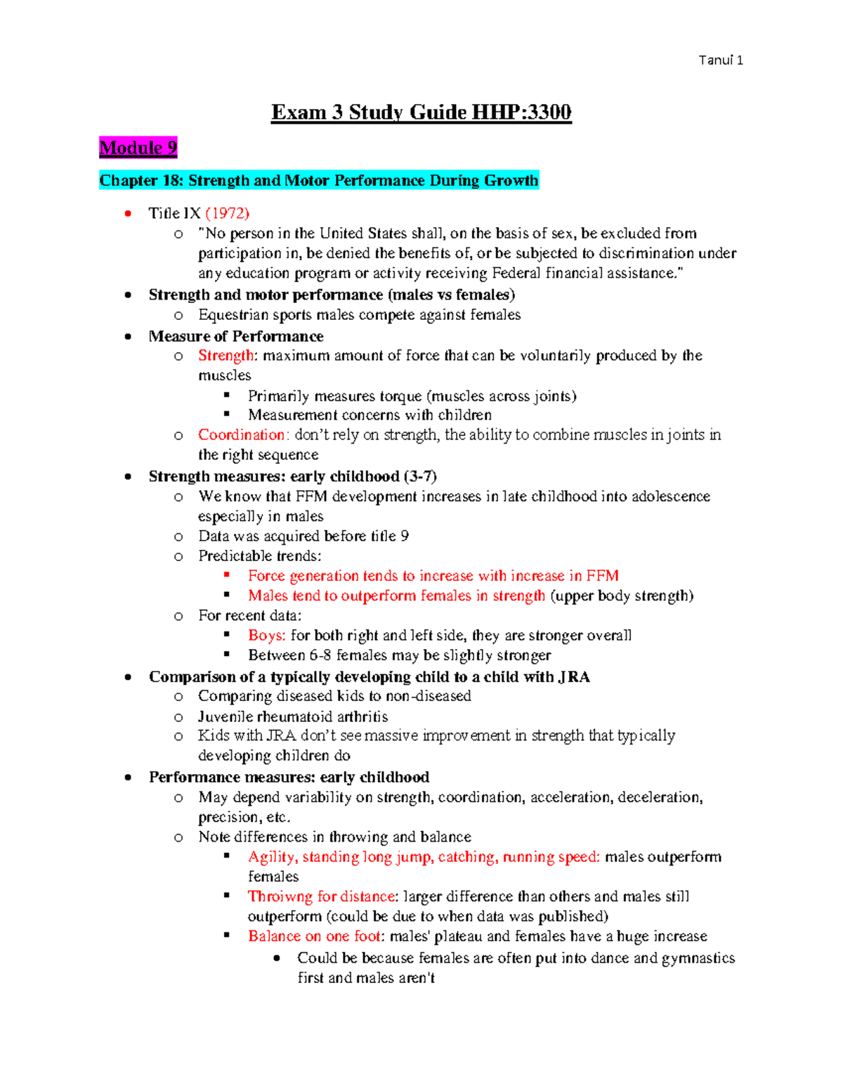 Exam 3 Study Guide HHP3300 - Exam 3 Study Guide HHP: Module 9 Chapter ...