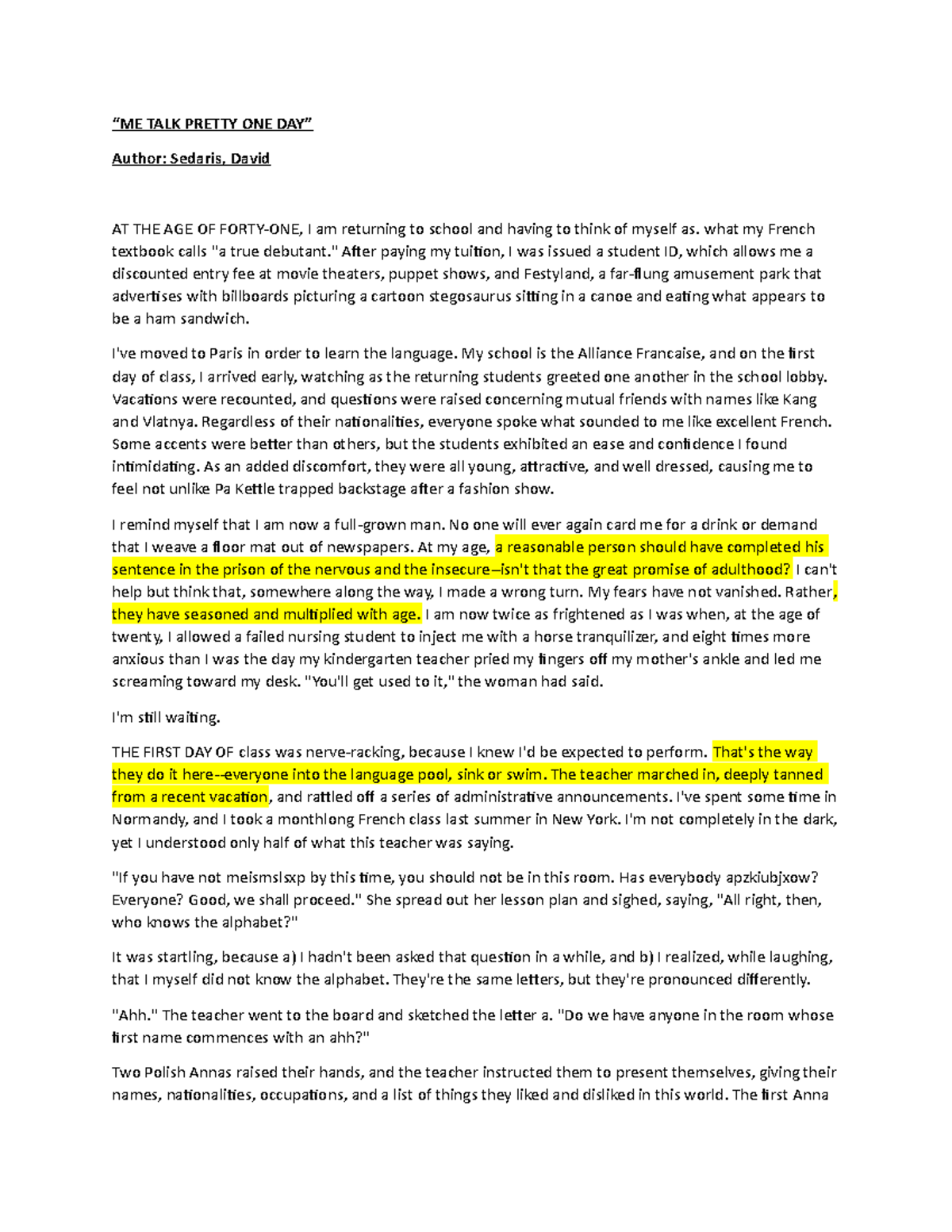 1-7 Assignment Writing Notes (Xavier Hughes) - “ME TALK PRETTY ONE DAY ...