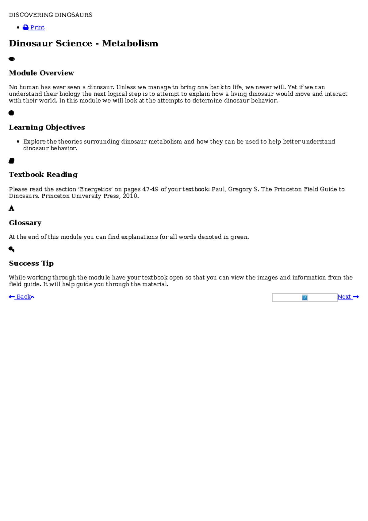 Metabolism - Back Next Print Dinosaur Science - Metabolism Module ...