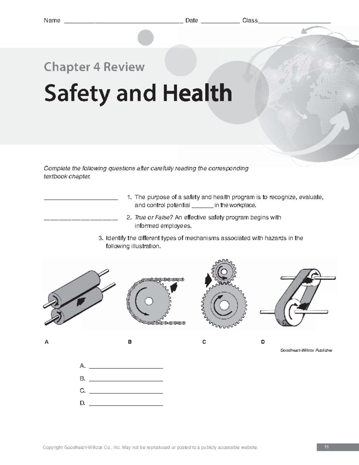 Ch04 Worksheet Safety and health - 11 Name ...