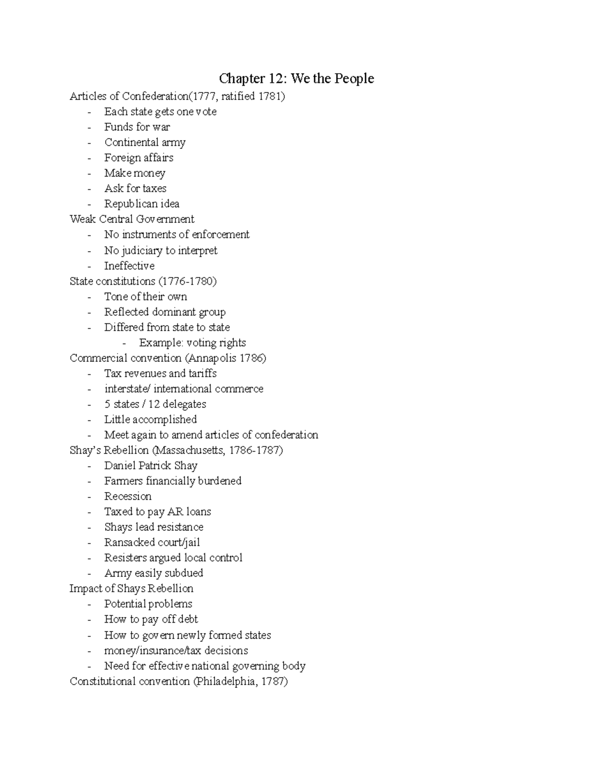 Lesson 12 - We the people - Chapter 12: We the People Articles of ...
