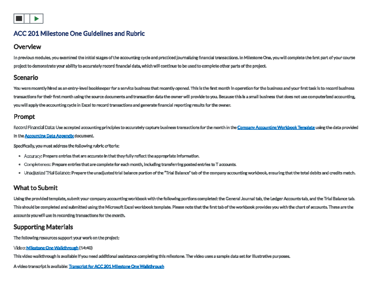 Milestone 2 Rubric - Overview In previous modules, you examined the ...