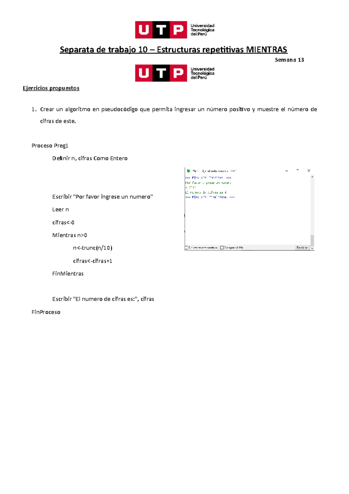 Separata 10 Unidad 03 Completo - Separata de trabajo 10 – Estructuras repetitivas MIENTRAS ...