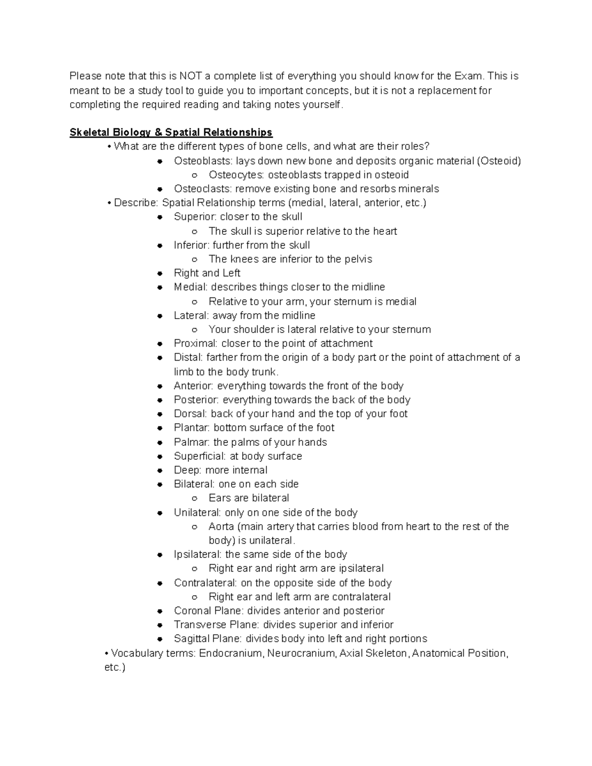 ANT3520 Study Guide 2 - Please note that this is NOT a complete list of ...
