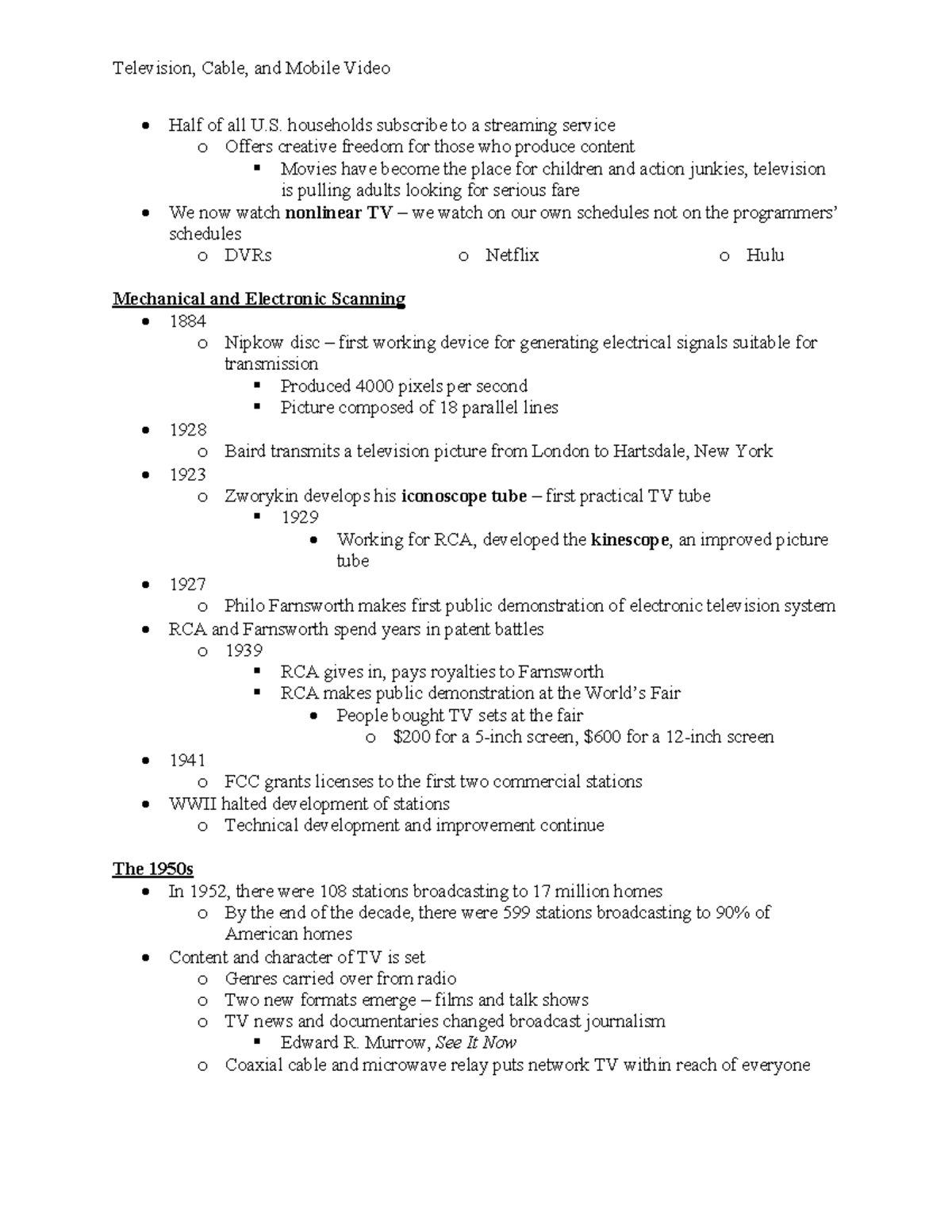 Chapter Eight - Television, Cable and Mobile Video - Television, Cable ...