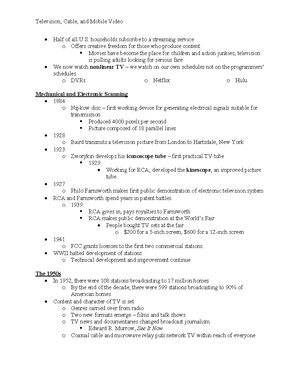 Exam 4 Study Guide - Comm 305 – Intro to Mass Comm Study Guide, Exam 4 ...