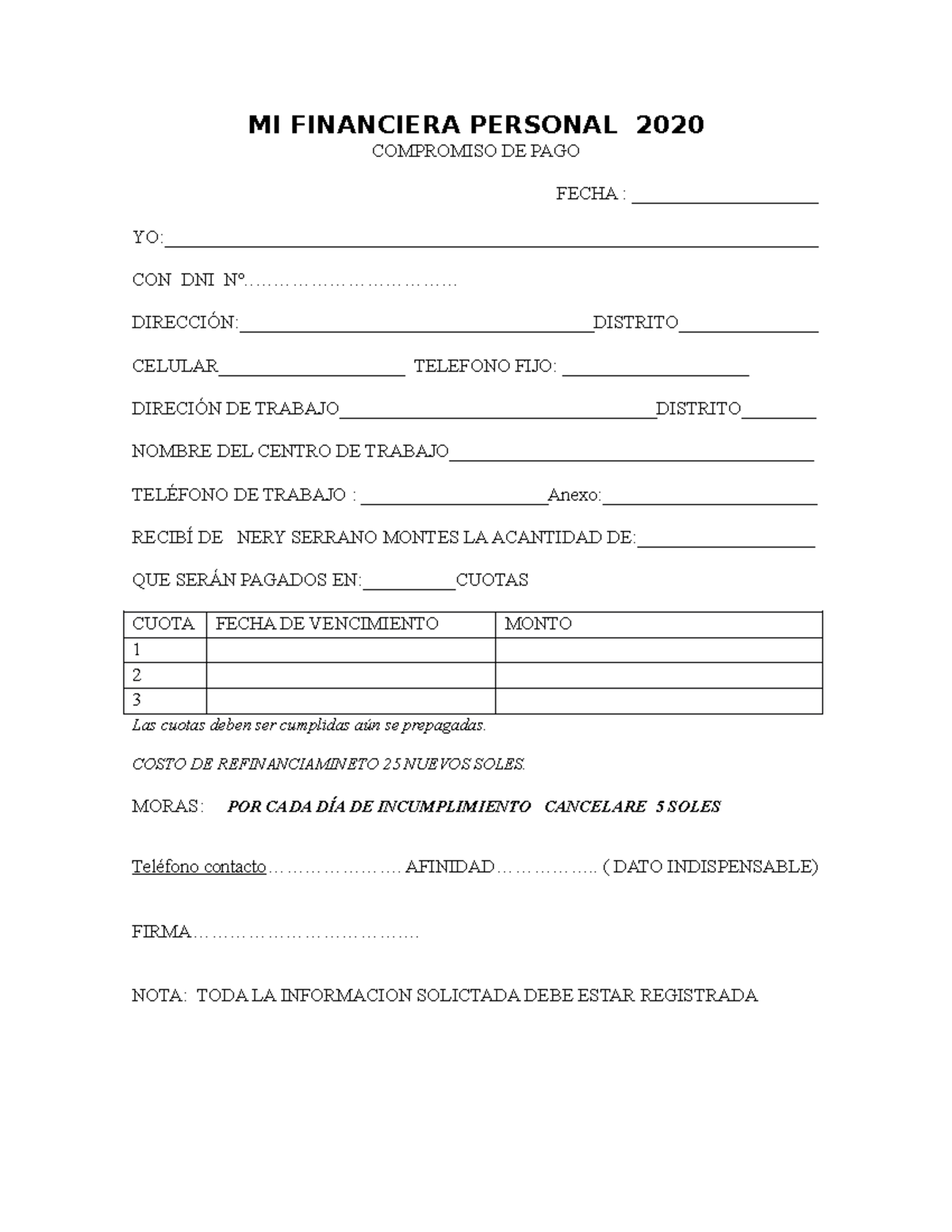 Formato DE Financiera Personal 2020 - MI FINANCIERA PERSONAL 2020 ...