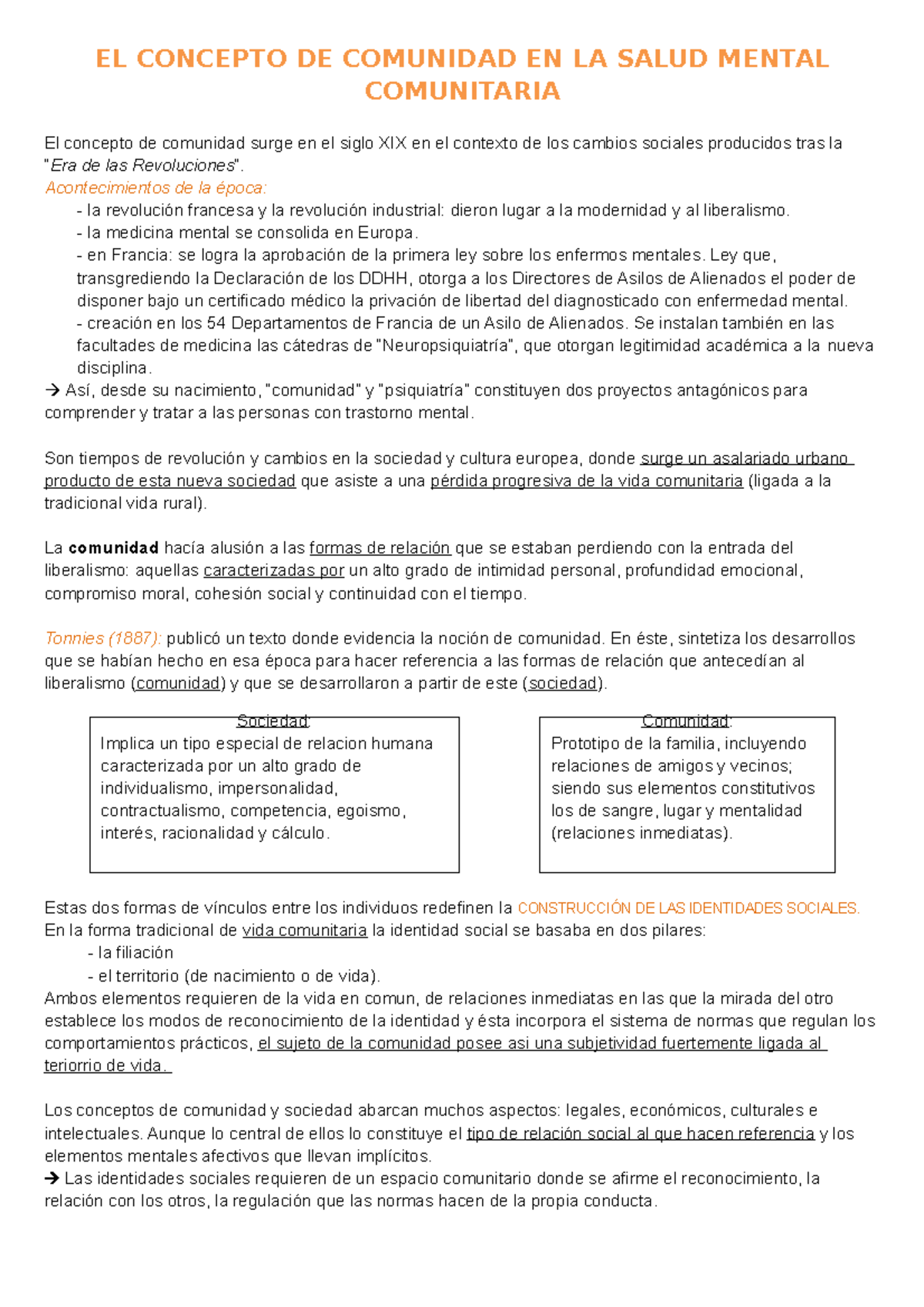 2. El concepto de Comunidad en la Salud Mental Comunitaria - EL CONCEPTO DE COMUNIDAD EN LA ...