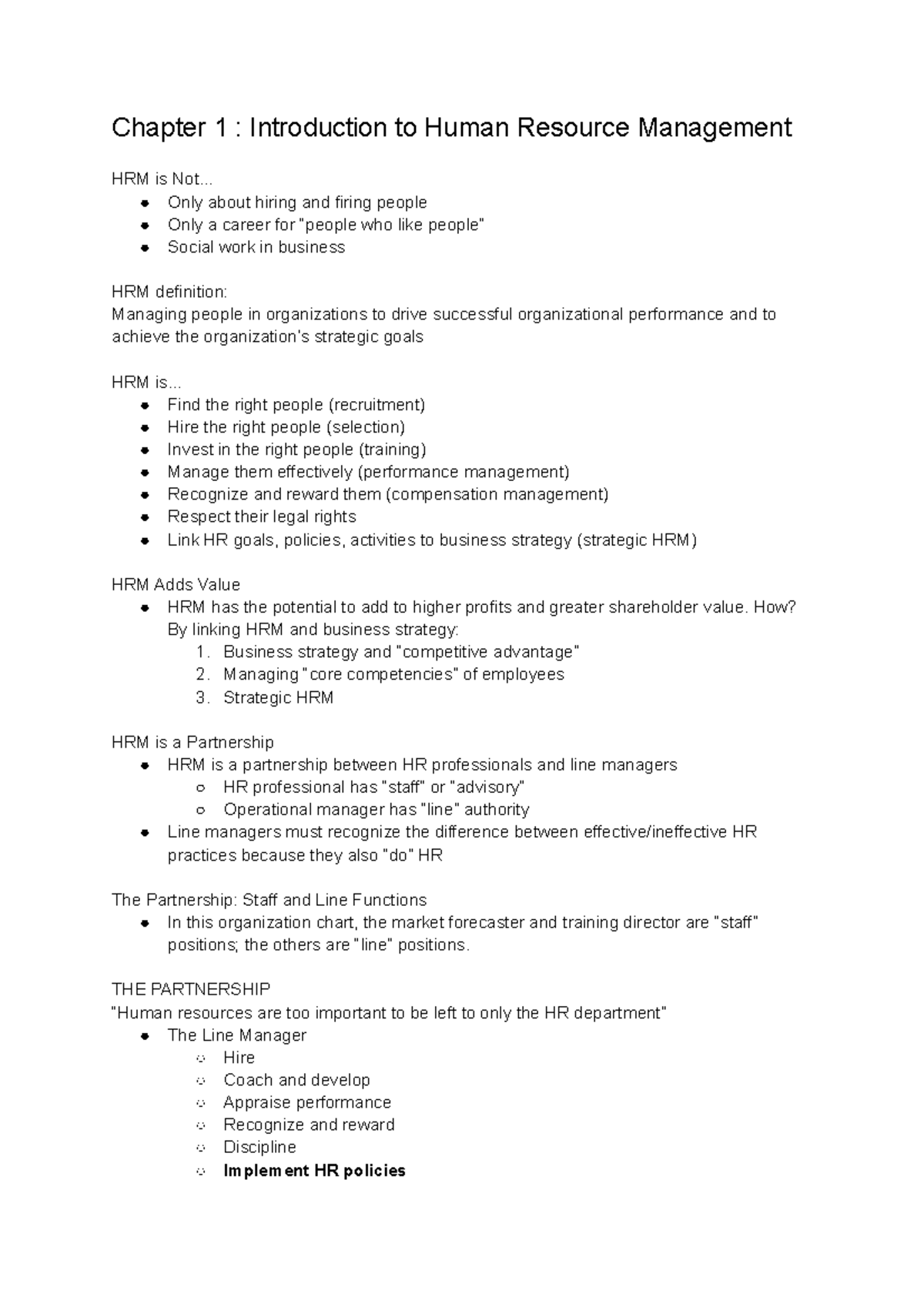 HRMG Chapter 1 - Chapter 1 : Introduction to Human Resource Management ...