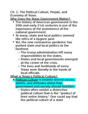 GOVT 2306 Writing Assignment 1 - Texas Demographics and Representation ...
