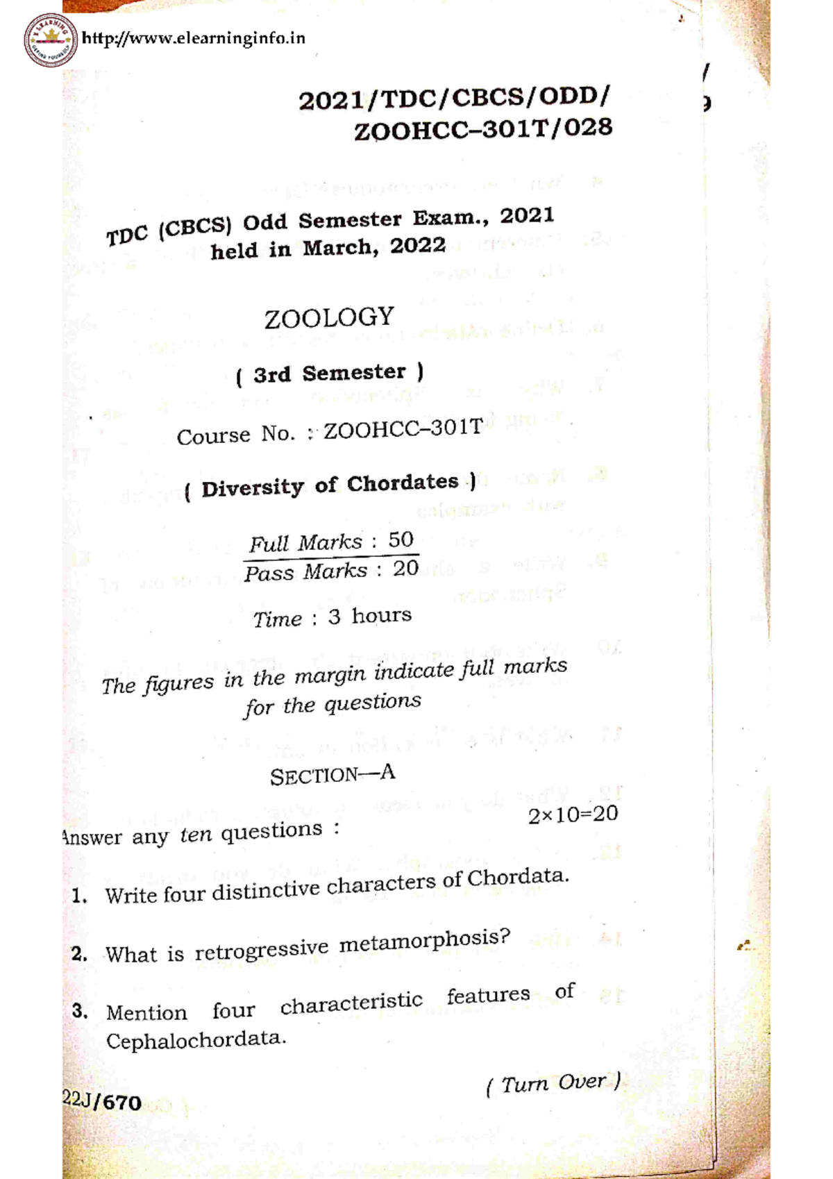 Zoohcc-301T kkxj19t1 - It's question paper need to be solved for exam ...