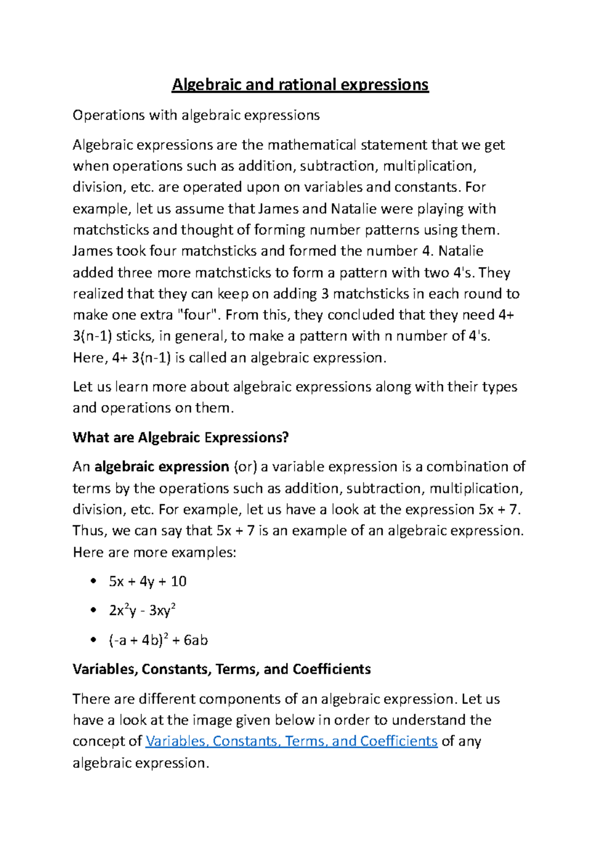 Algebraic and rational expressions - Algebraic and rational expressions ...