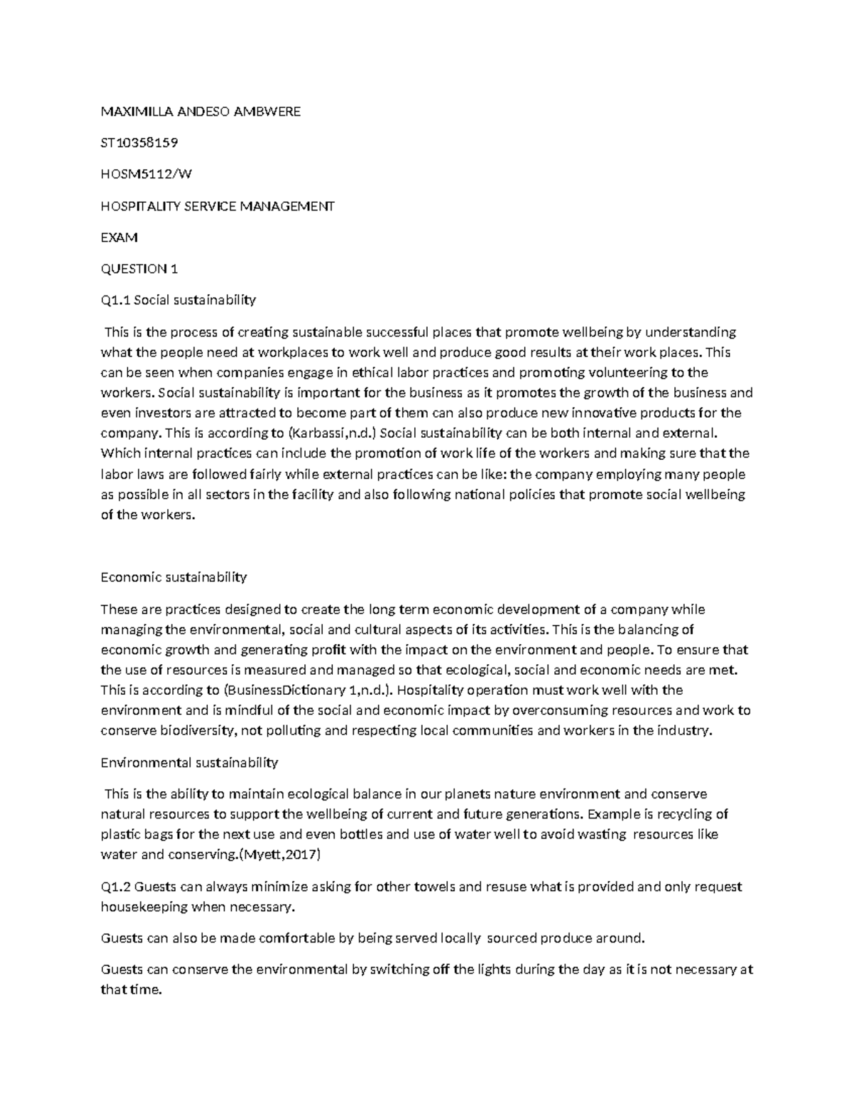 Maximilla Andeso Ambwere ST10358159 HOSM5112 EXAM - MAXIMILLA ANDESO ...