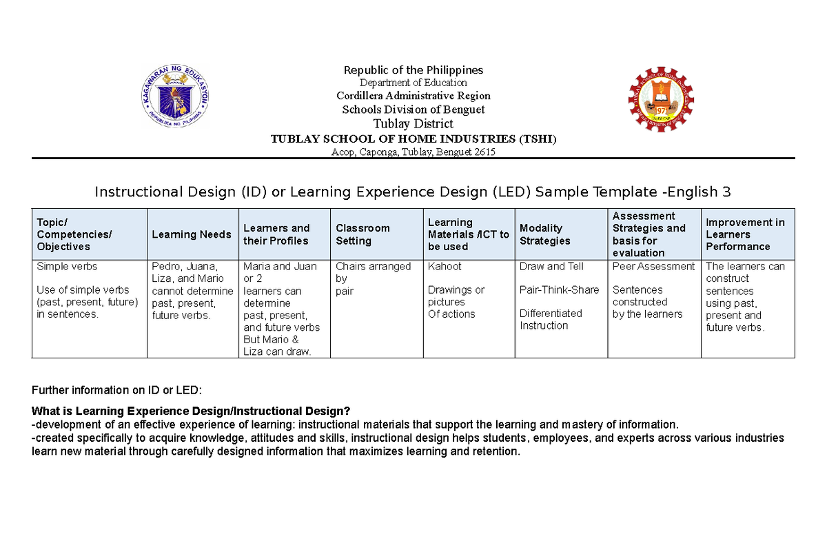 LED-ID - sample - Republic of the Philippines Department of Education ...