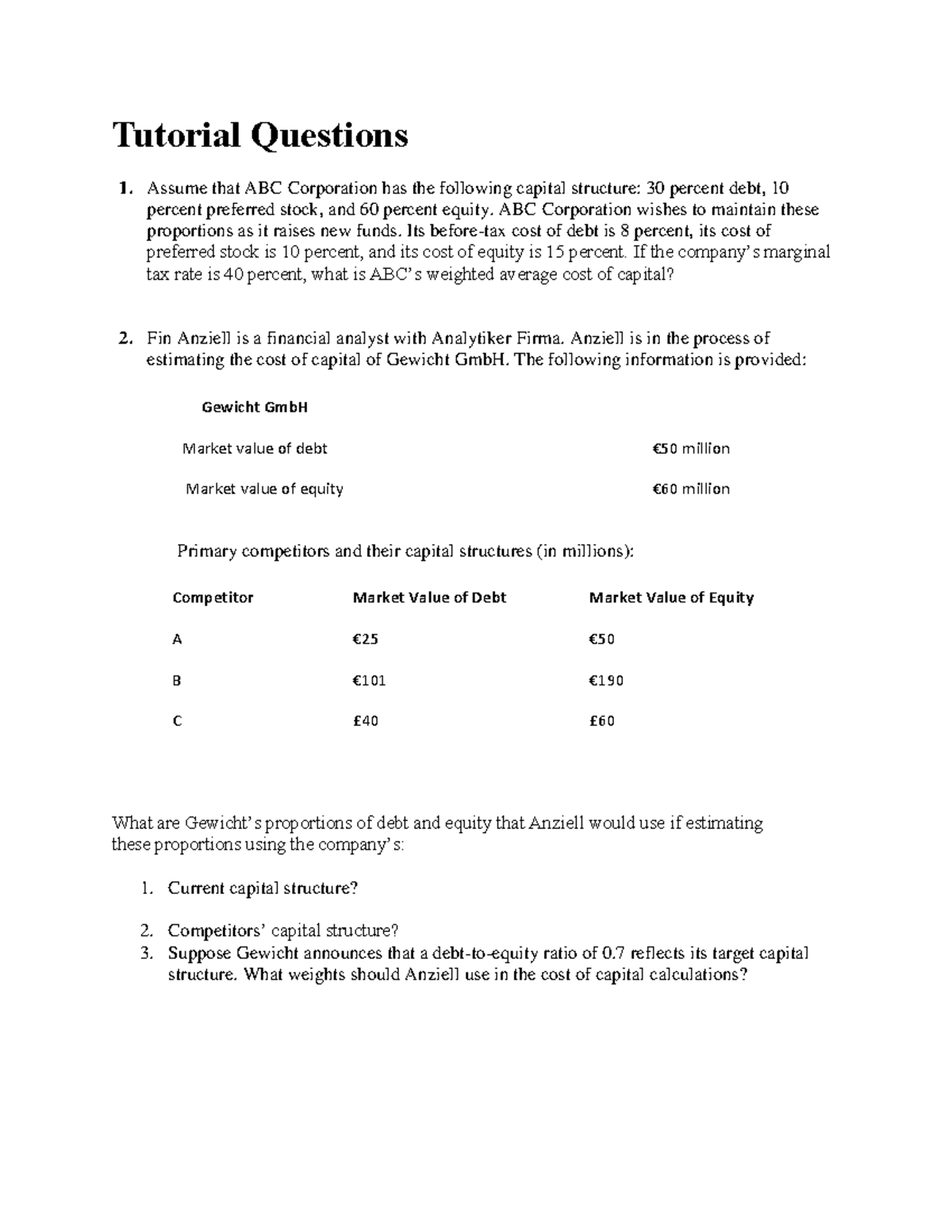 Tutorial questions - Management principles - Tutorial Questions 1 ...