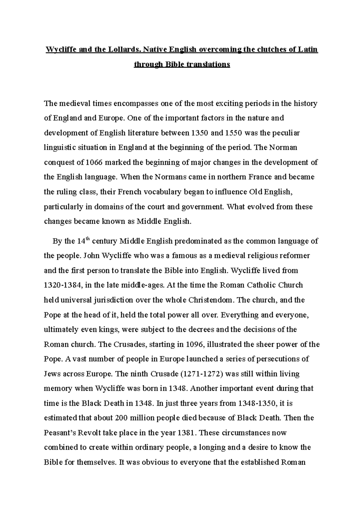 Wycliffe and the Lollards - Native English overcoming the clutches of ...