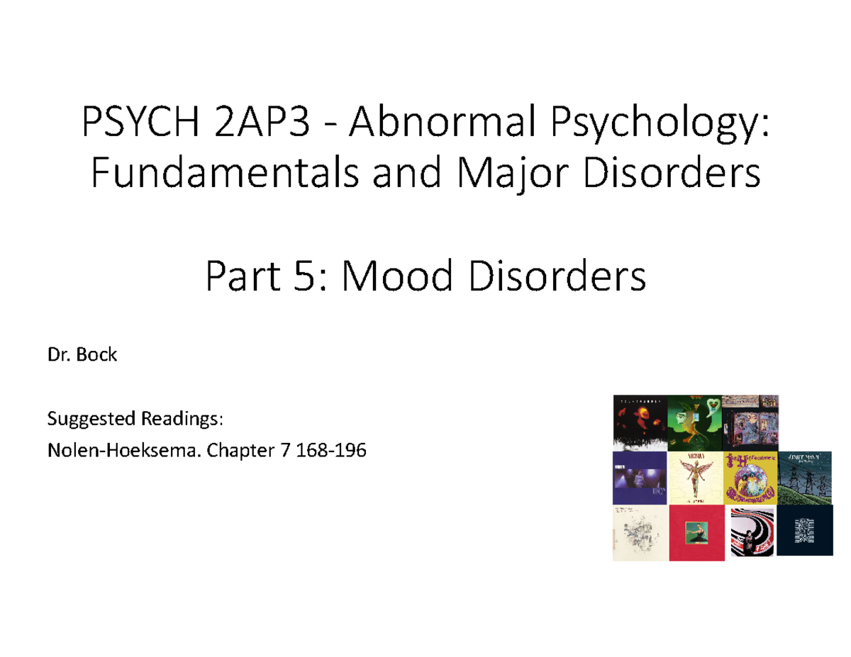 P5 Mood Disorders - PSYCH 2AP3 - Abnormal Psychology: Fundamentals and ...