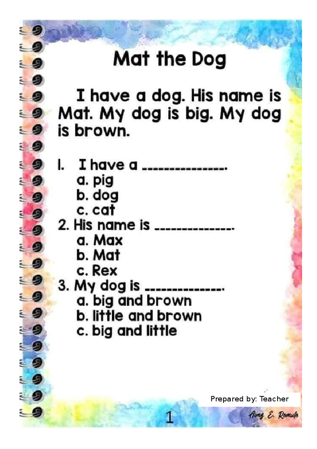 English Passages - READING MATERIALS FOR KEY STAGE 1 - Elementary ...