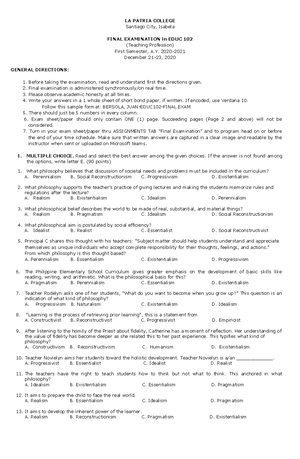 Educ 102 Teaching Profession Major Course in Teacher Education - LA ...