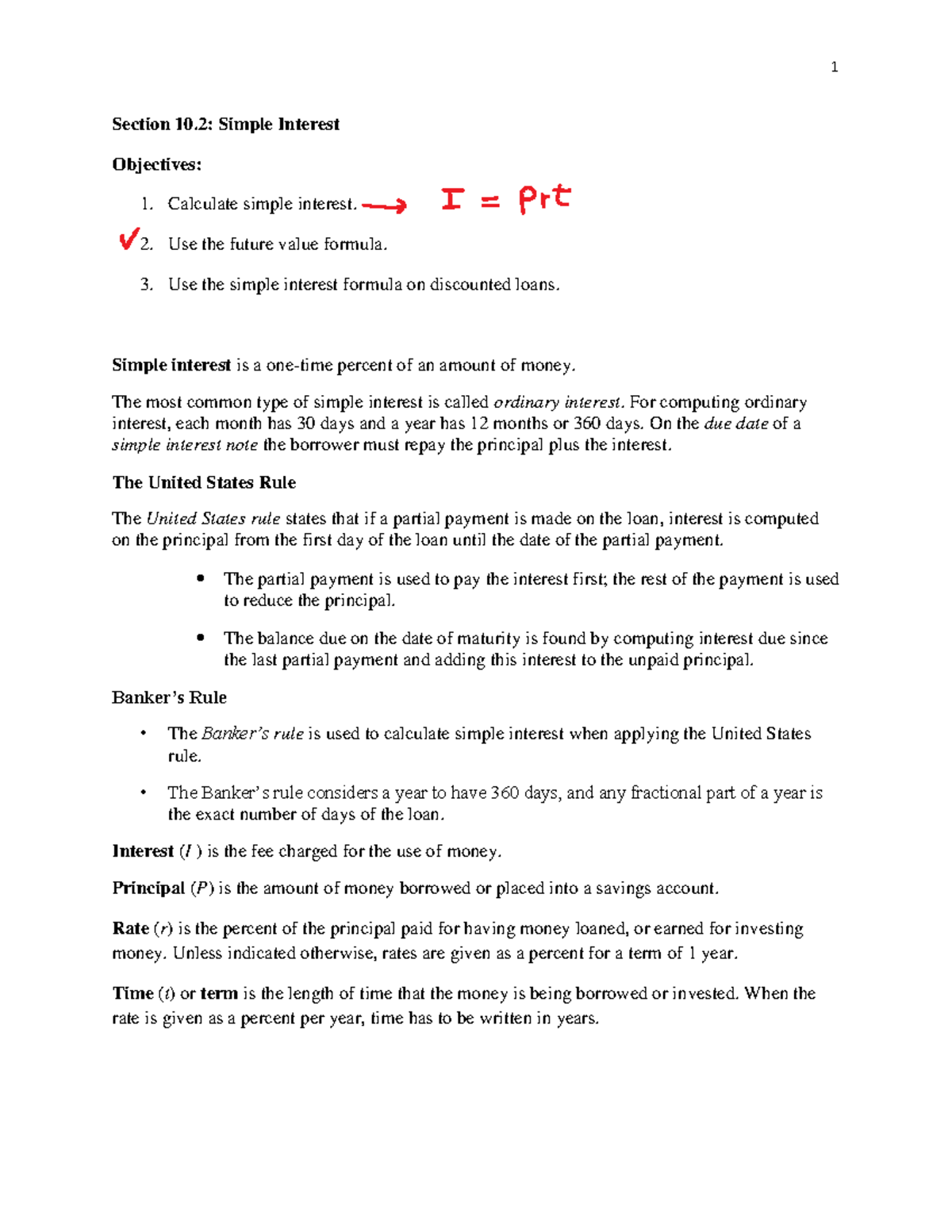 Section+10.2 ICE Solutions - Section 10: Simple Interest Objectives: 1 ...