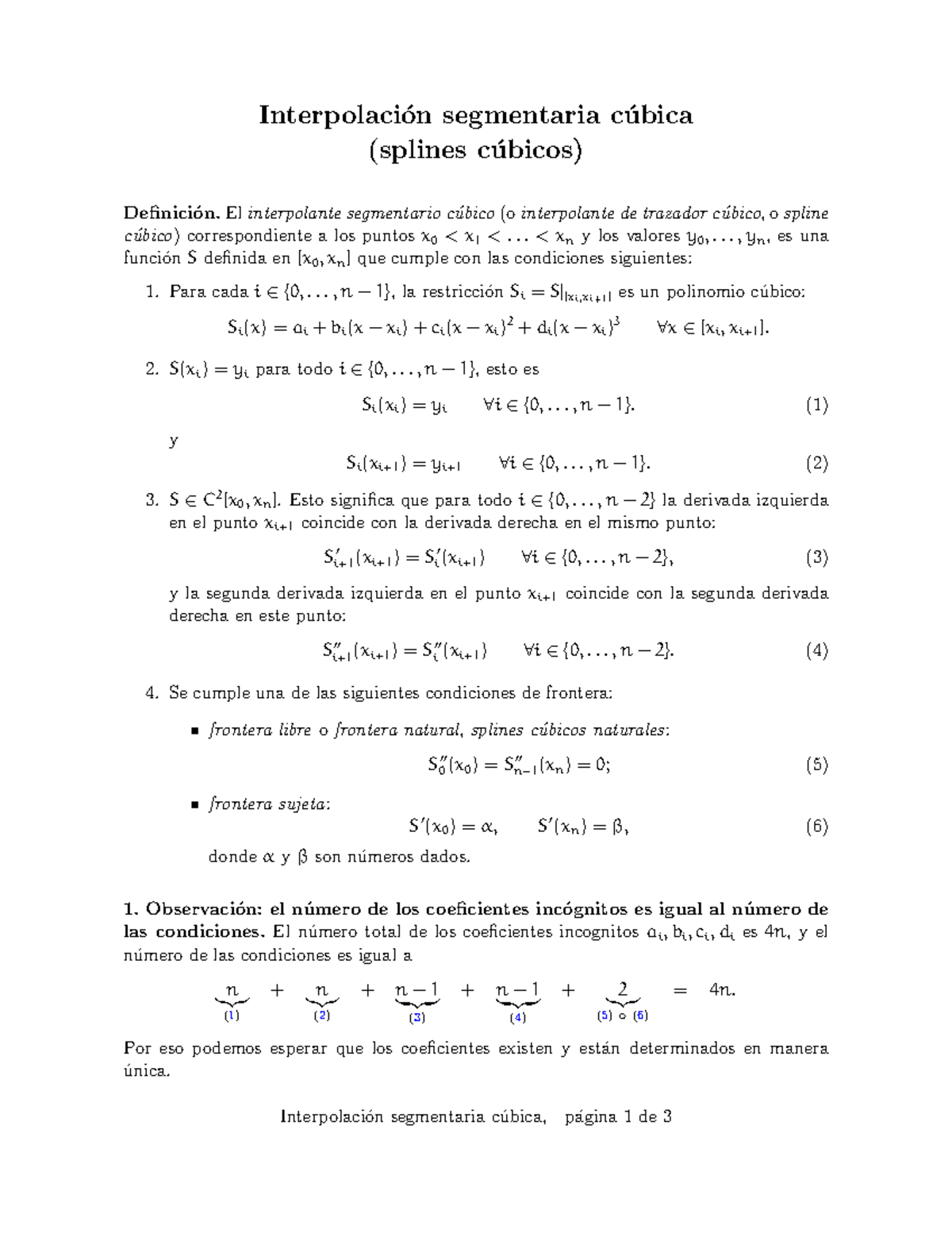 Cubic splines es - jsbbsdhd chbshbsb - Interpolaci ́on segmentaria c ...