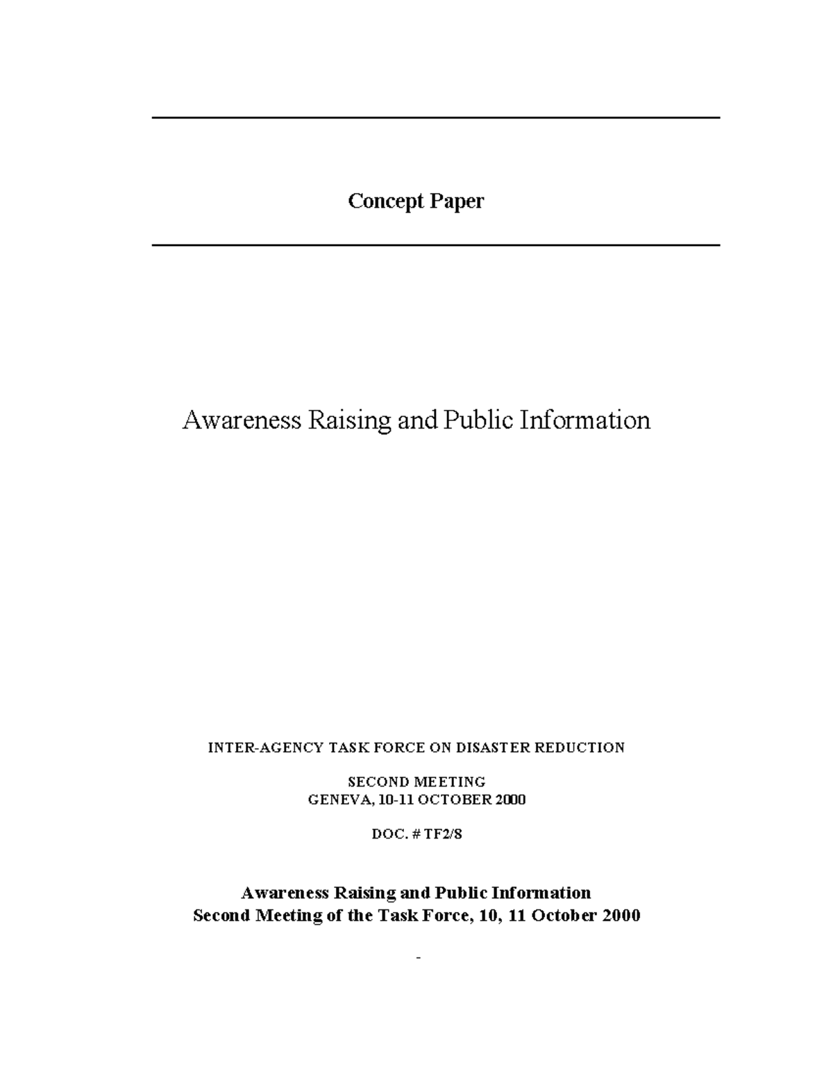TF-2 concept paper awareness - Concept Paper Awareness Raising and ...