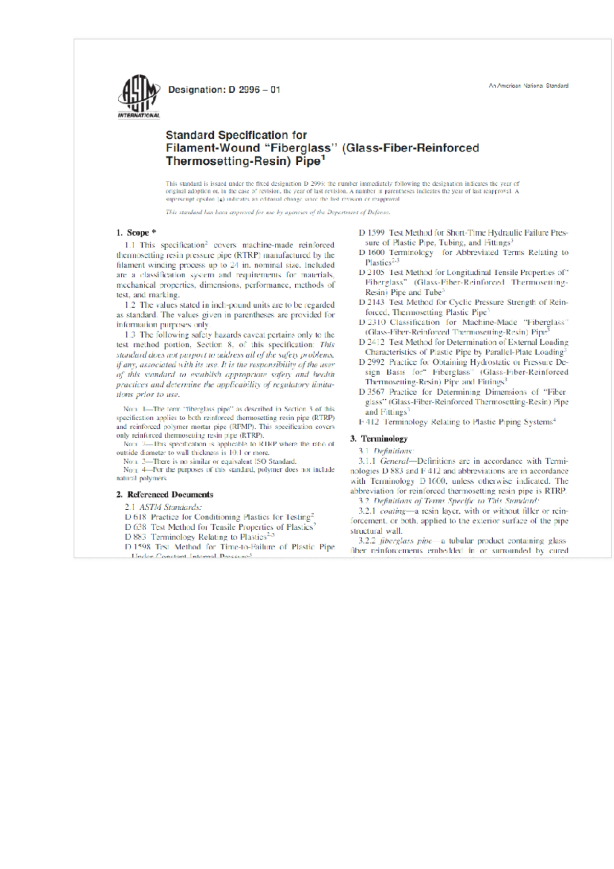 ASTM D2996 testing material description - DEA1101 - Studocu
