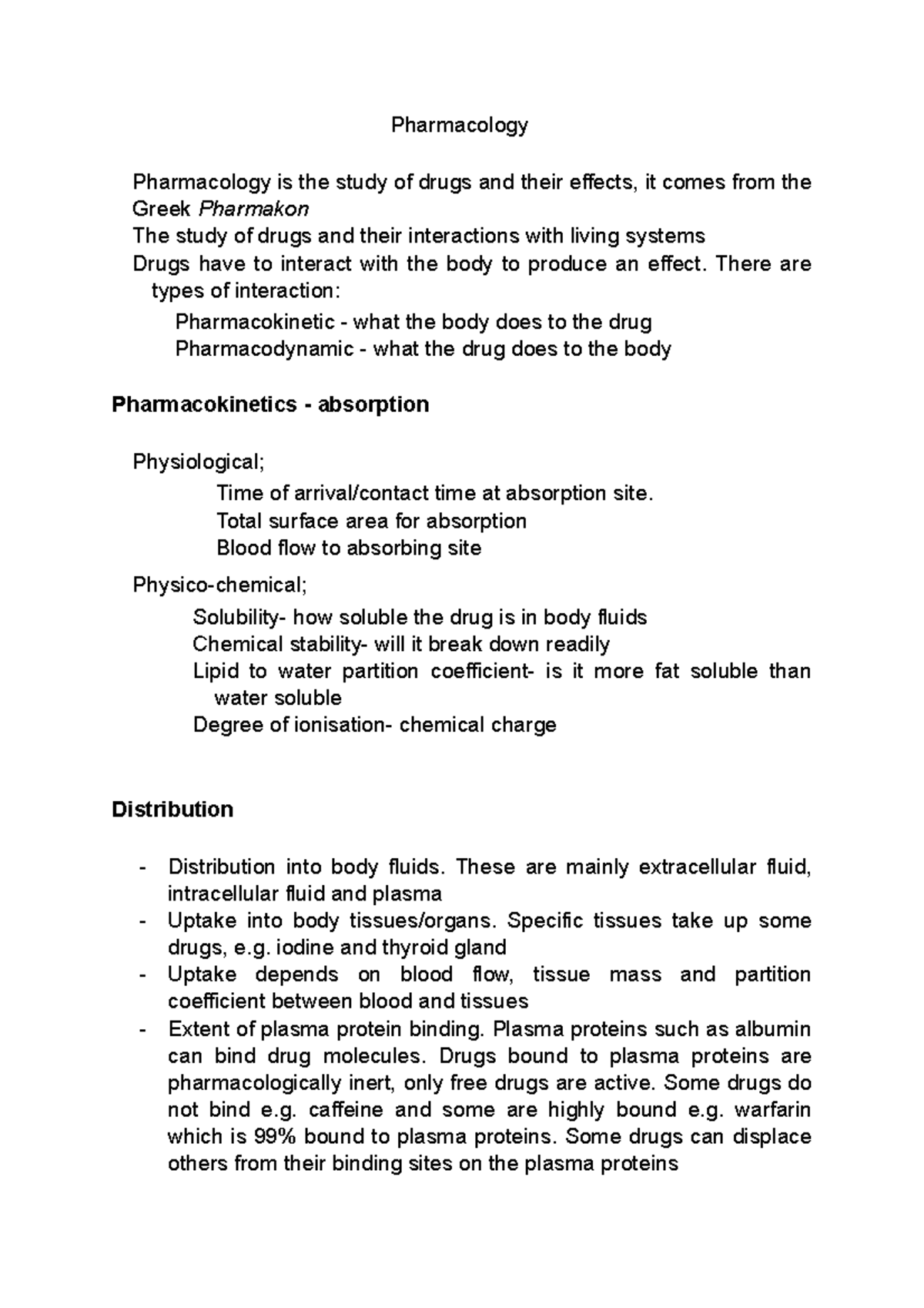 Pharmacology 16 - Lecture notes 112 - Pharmacology Pharmacology is the ...