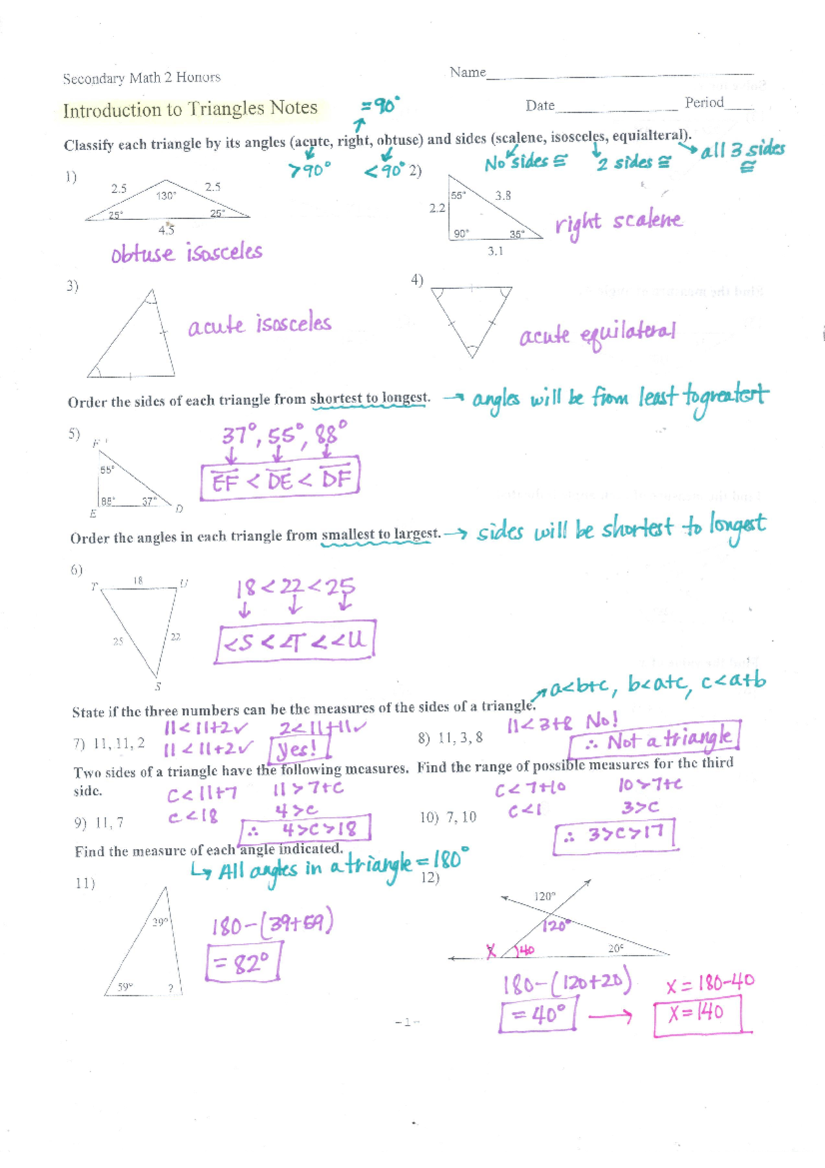 Intro to triangles part 1 - MAT1300 - Studocu