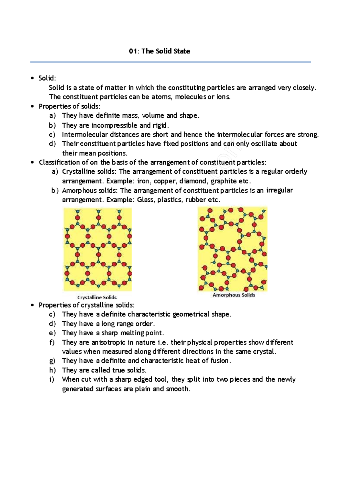 Chemistry notes ch01 the solid state - 01: The Solid State Solid: Solid ...