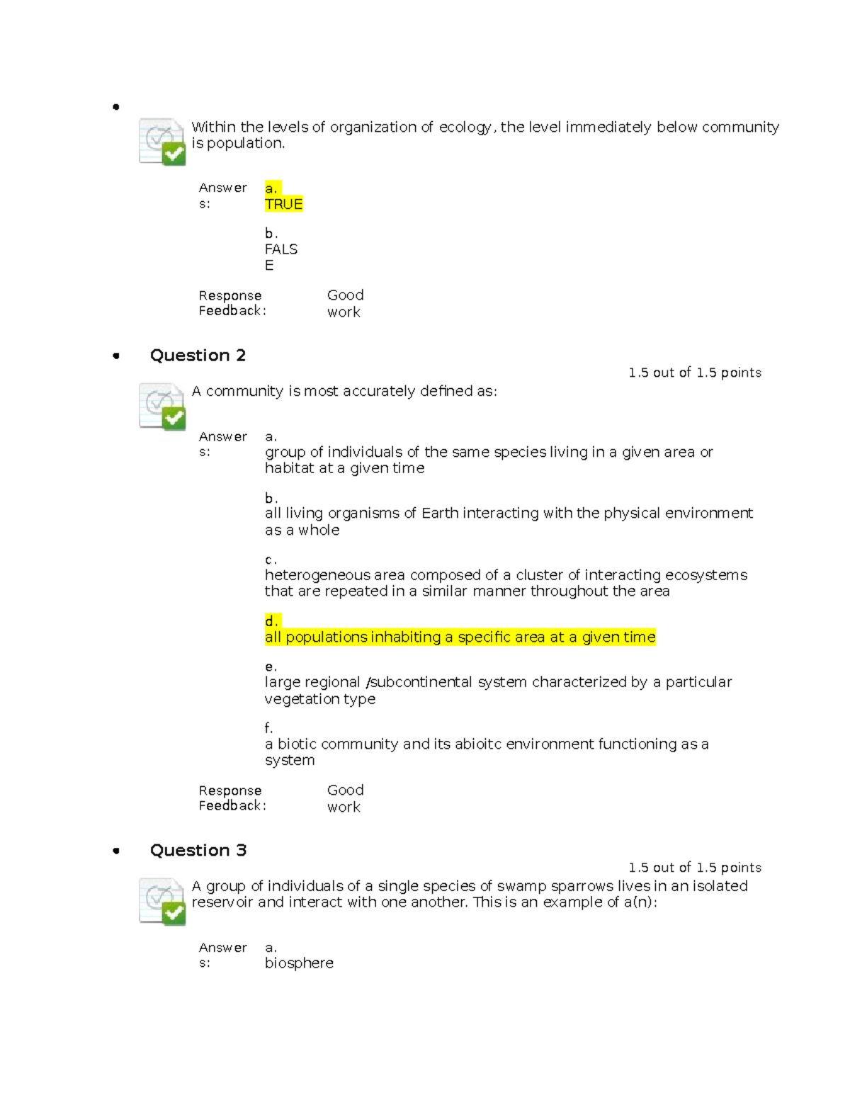 ECOL Final Exam Notes - Within the levels of organization of ecology ...