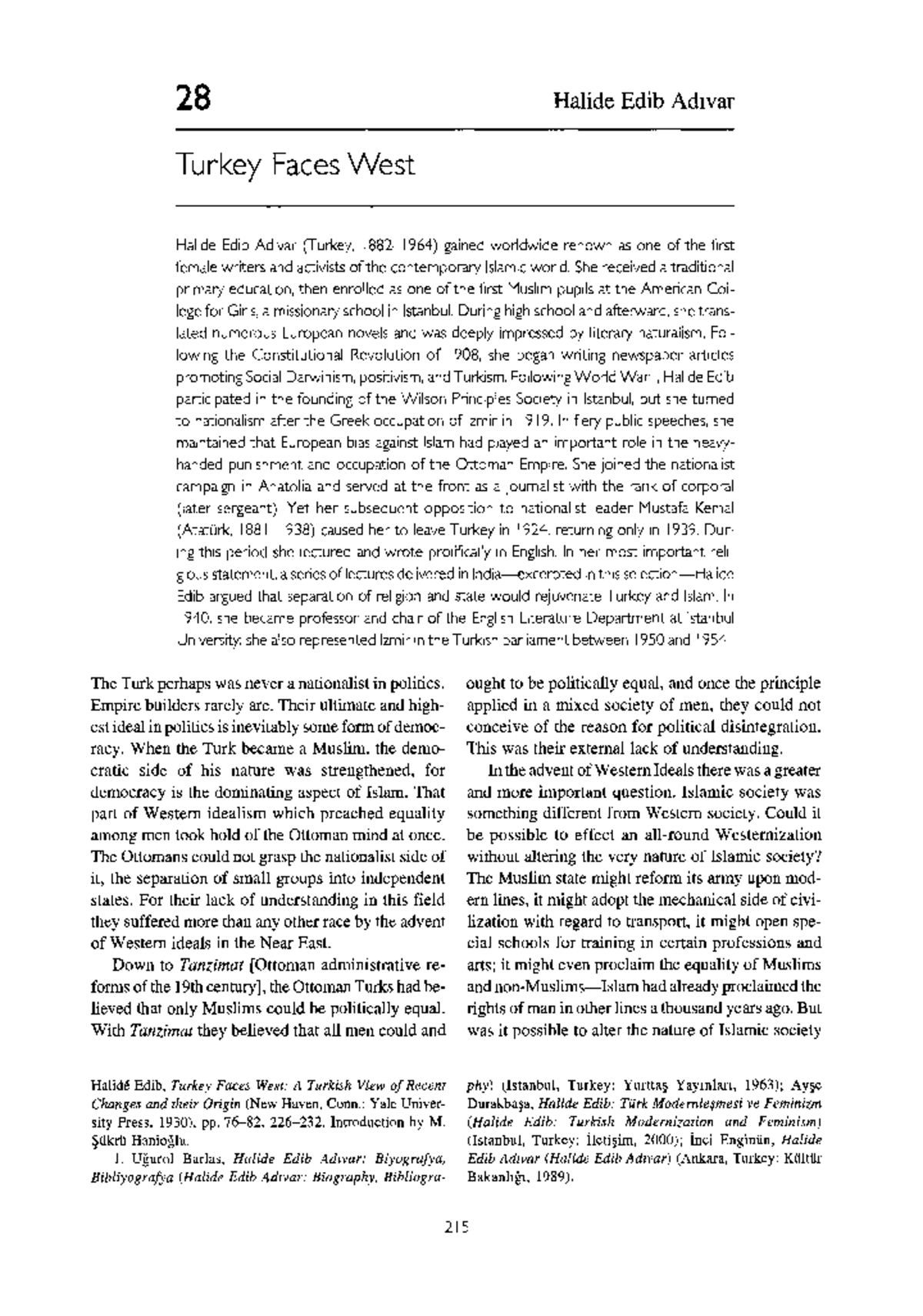 Halide edib - reading - Turkey Faces West Halide Edib Adivar (Turkey ...