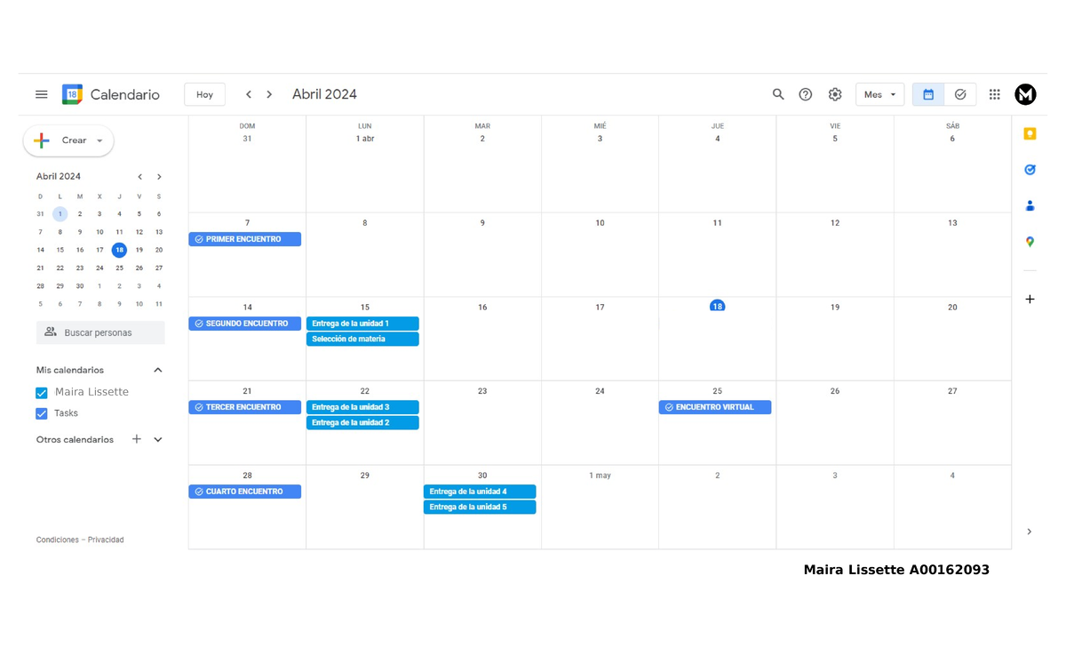 Maira Lissette-Calendario - 18 Calendario Hoy Abril 2024 ? Mes DOM LUN ...