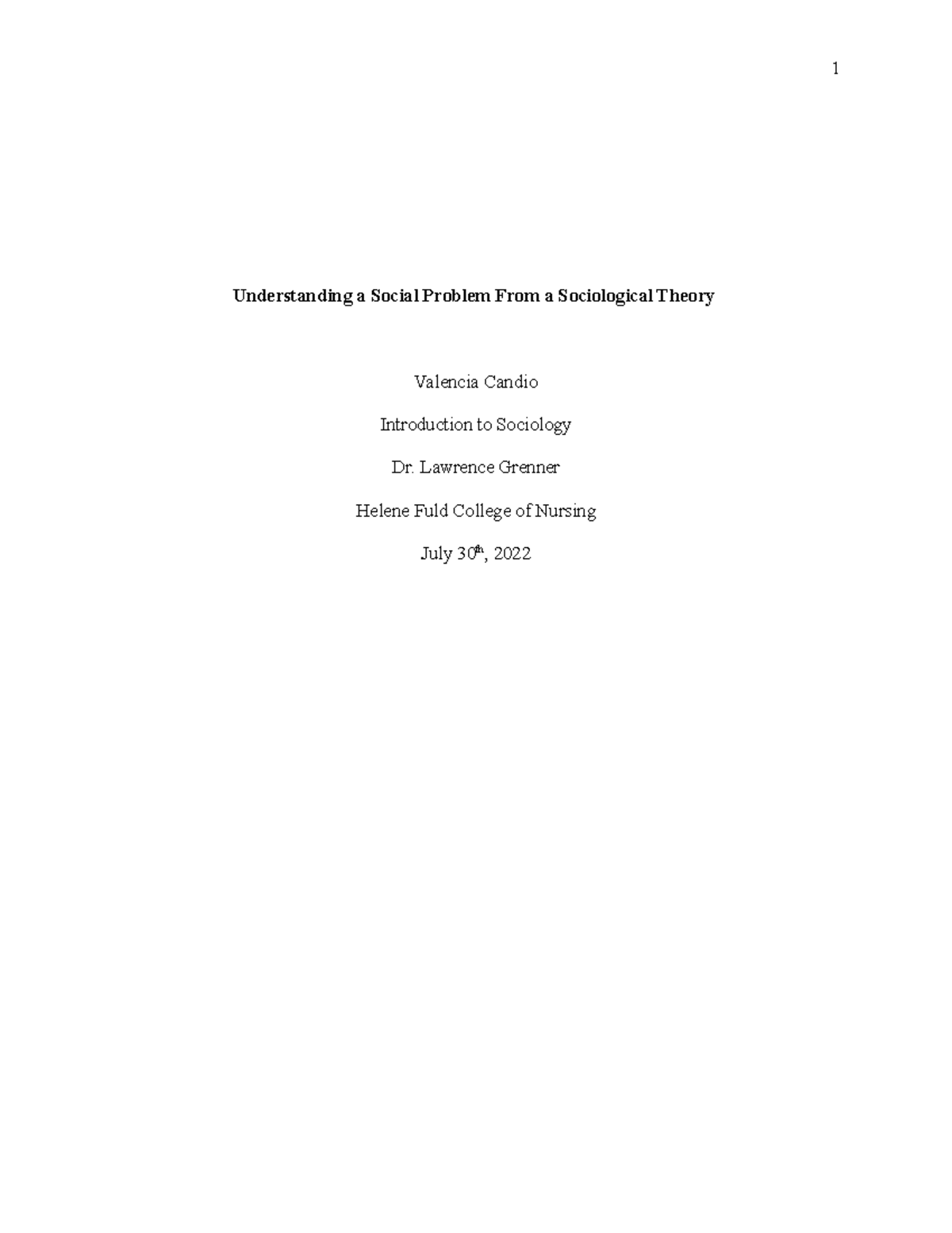 Sociology essay final - Please provide a background on a social problem ...