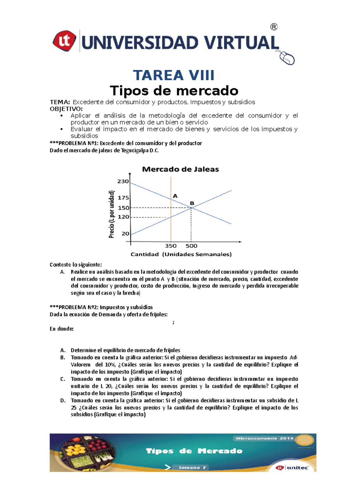 Tarea VIII Excedente, subsidios e Impuestos - TAREA VIII Tipos de ...