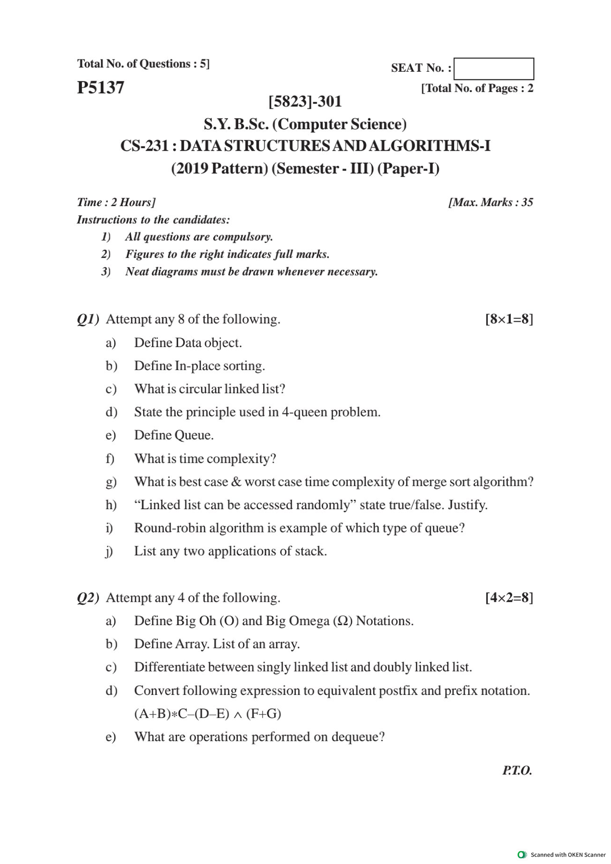 B.SC ( Computer Science ) 2019 Pattern - Computer Engineering - Studocu