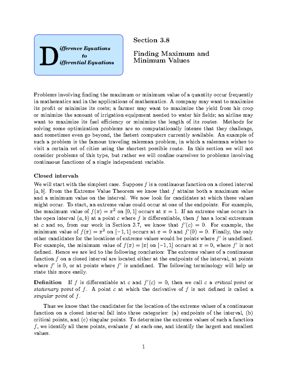 Maxima Minima - Section 3. - Studocu