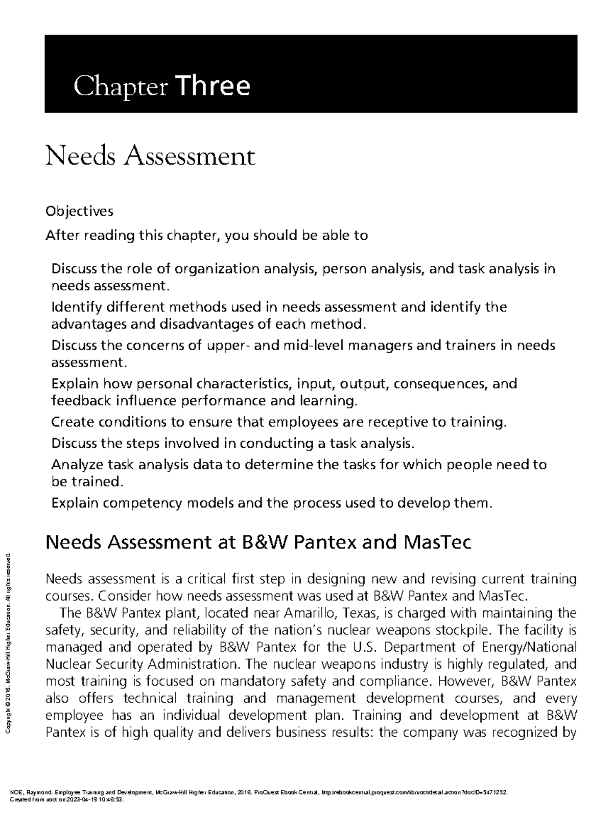 Noe 2017 Employee Training and Development Chapter 3 Needs Assessment - Chapter Three Needs ...