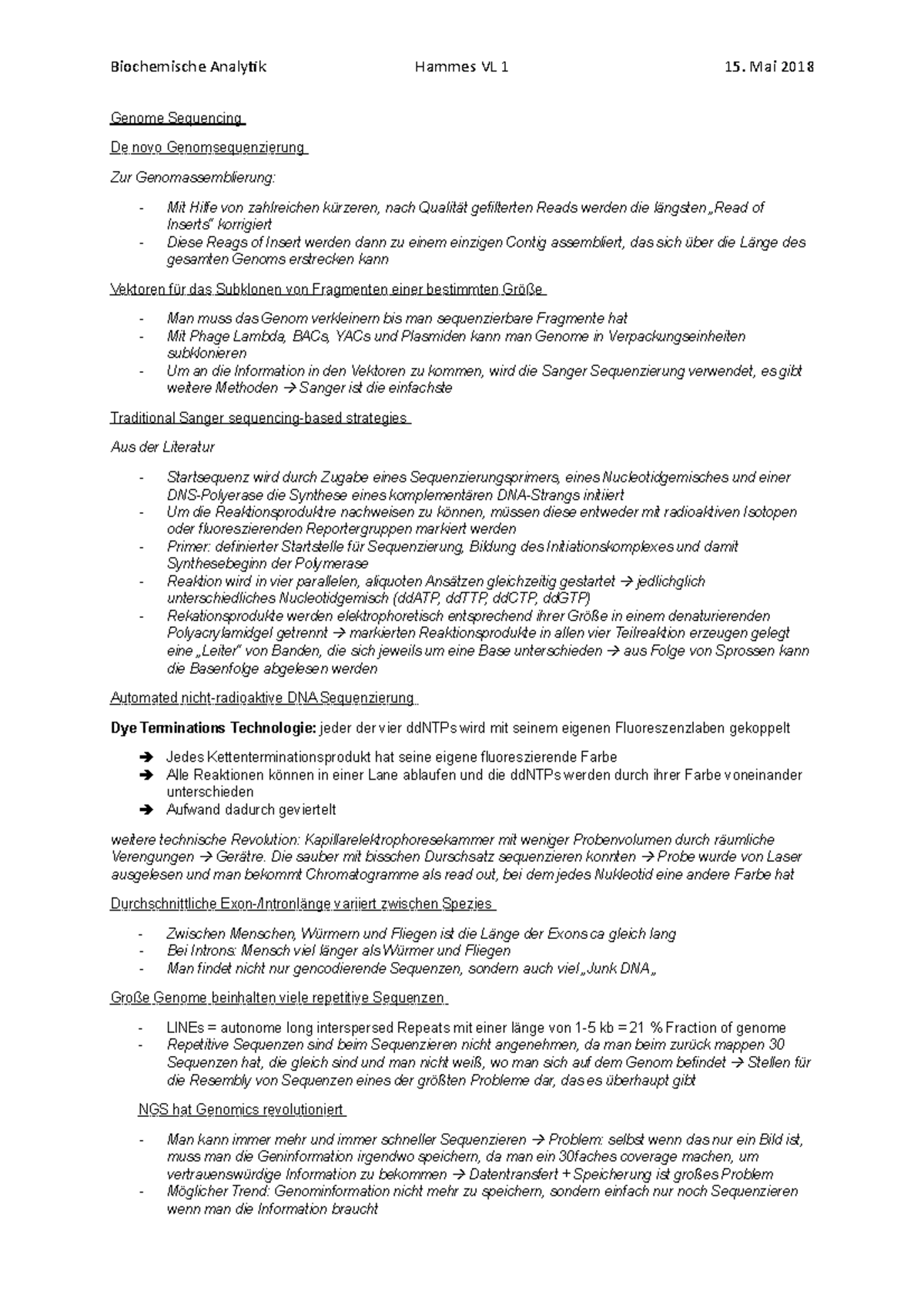 Zusammenfassung Genomanalyse HammesBCA - Biochemische Analytik Hammes ...