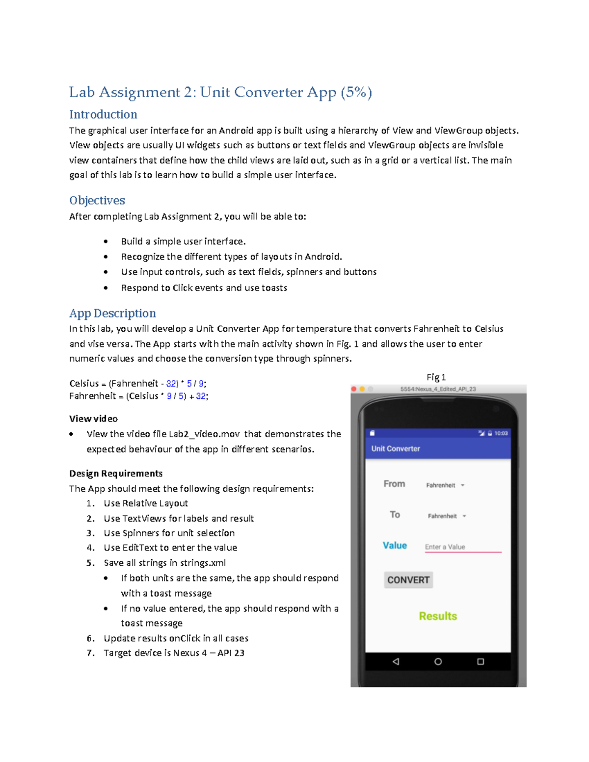 COMP2160 Lab2 - Assignment 2/5 - Lab Assignment 2: Unit Converter App ...