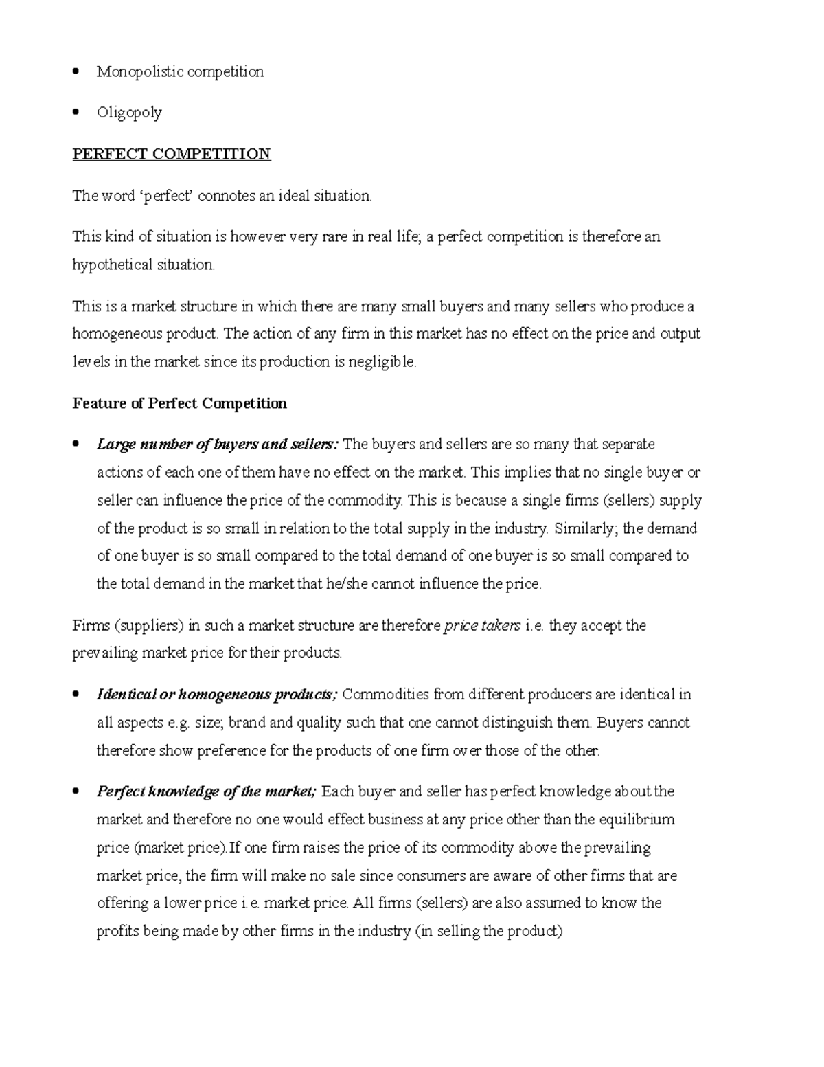 Business class 2 notes part-5 - Monopolistic competition Oligopoly ...