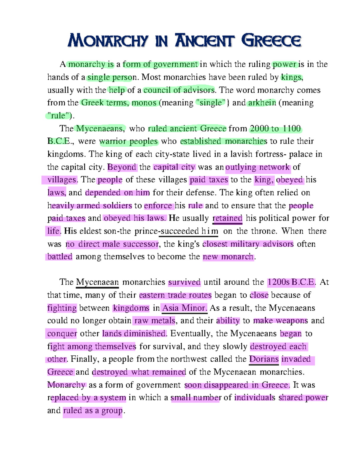 Monarcy In Ancient Greece - A monarchy is a form of government in which ...