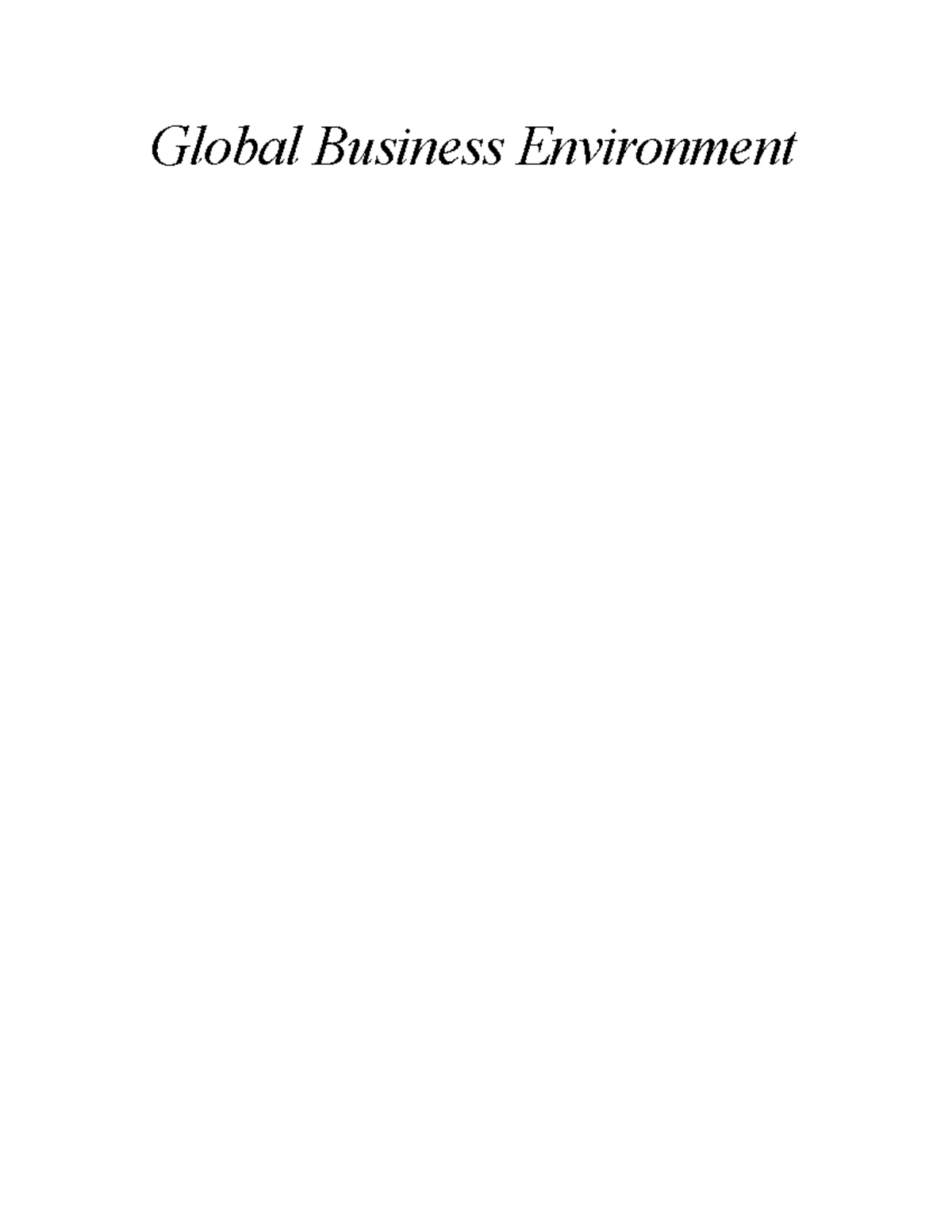 Global Business Environment - Global Business Environment Introduction ...
